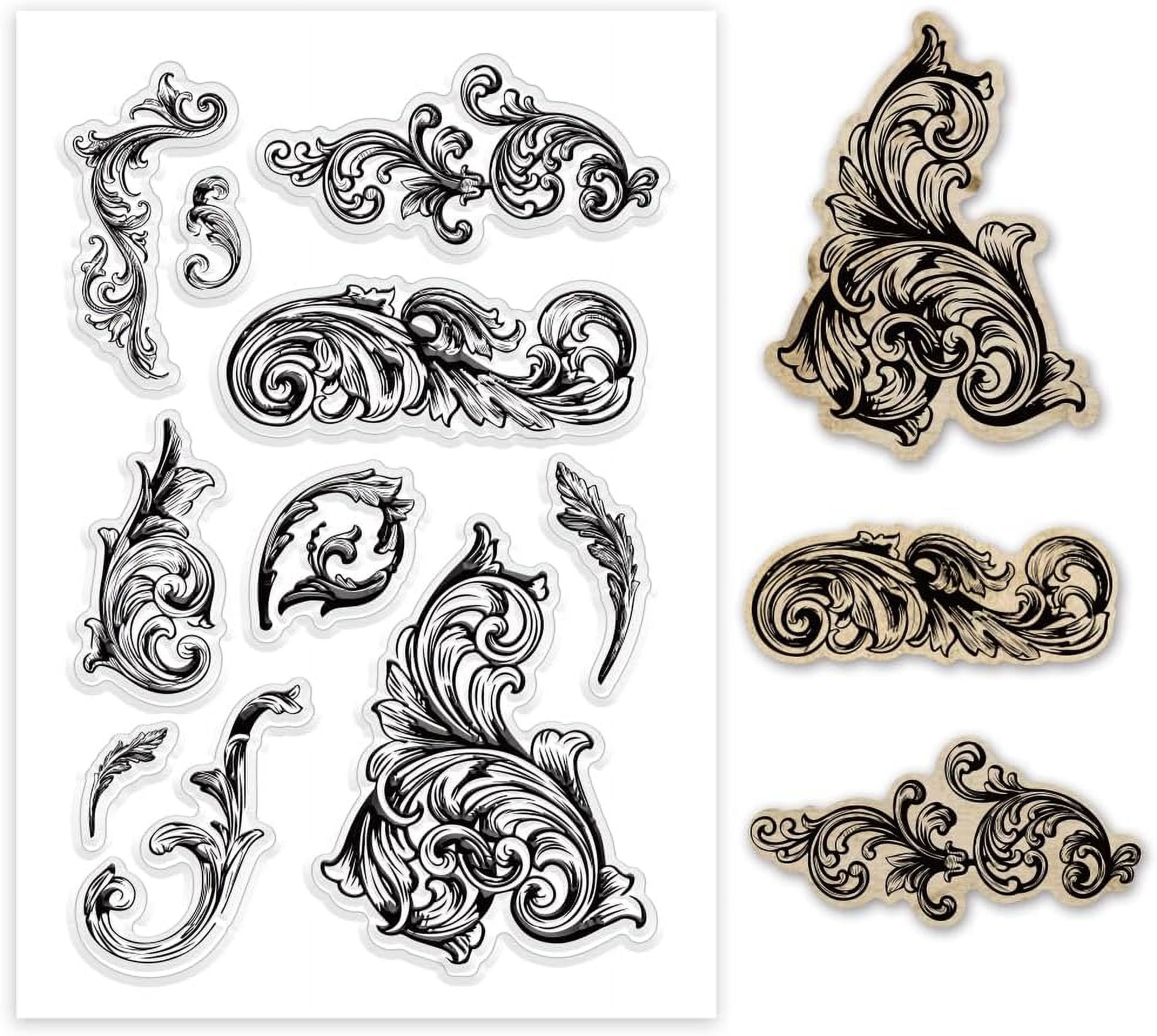 PH Flower Clear Stamps for Card Making Vintage Retro Floral Rubber ...