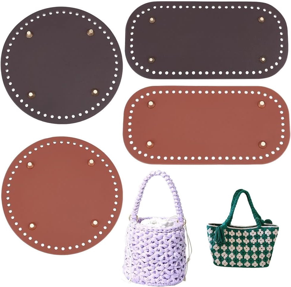 PH Leather Purse Bottom for Crochet 4pcs Bag Bottoms Flat Round Oval ...