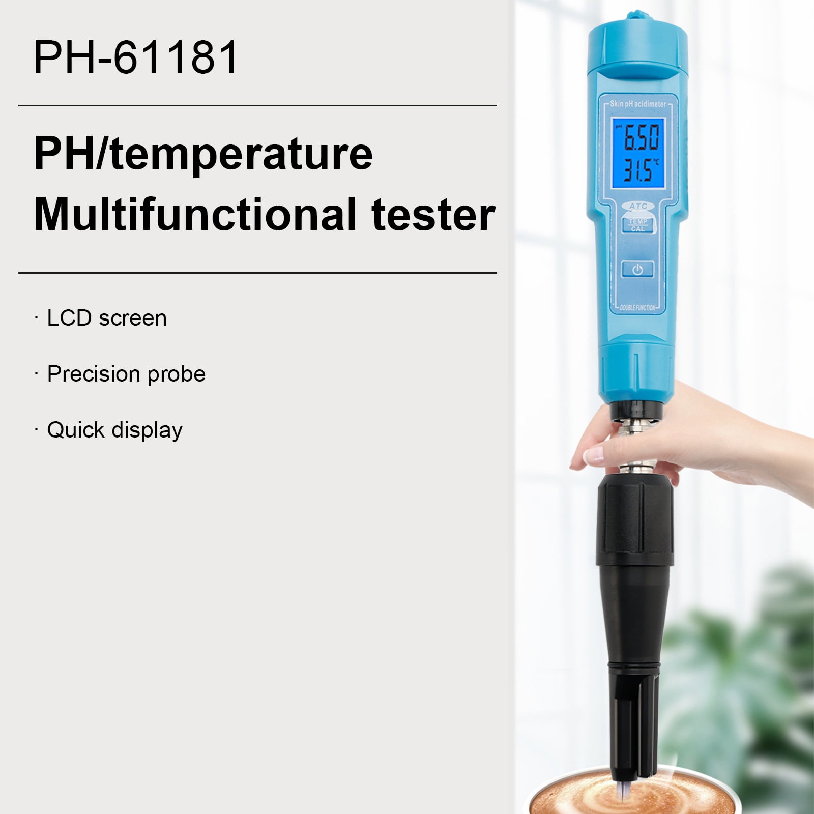 PH Meter Thermometer Pen For Food Fruit Meat Soil Lab Digital Acidity ...