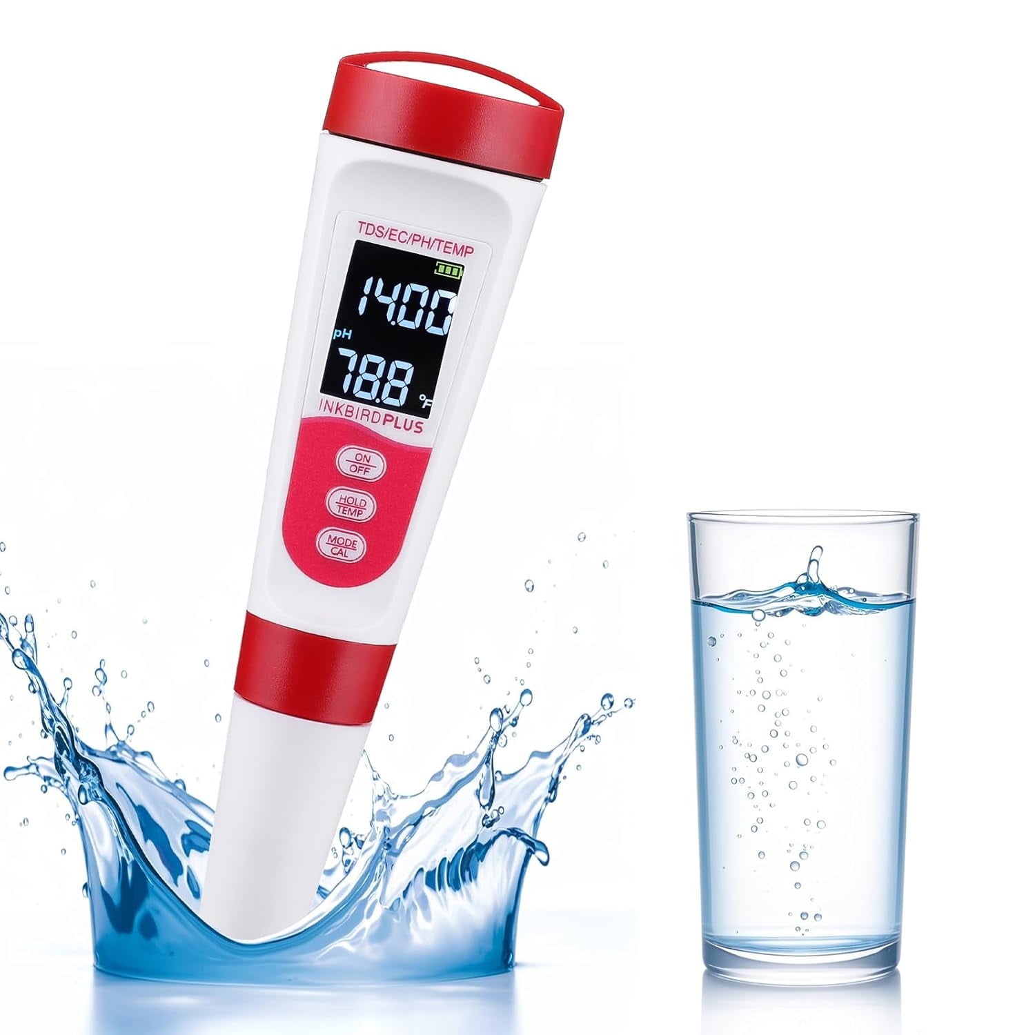 pH Meter for Water 4 in 1 pH Temp EC TDS Meter for Hydroponics PPM and ...
