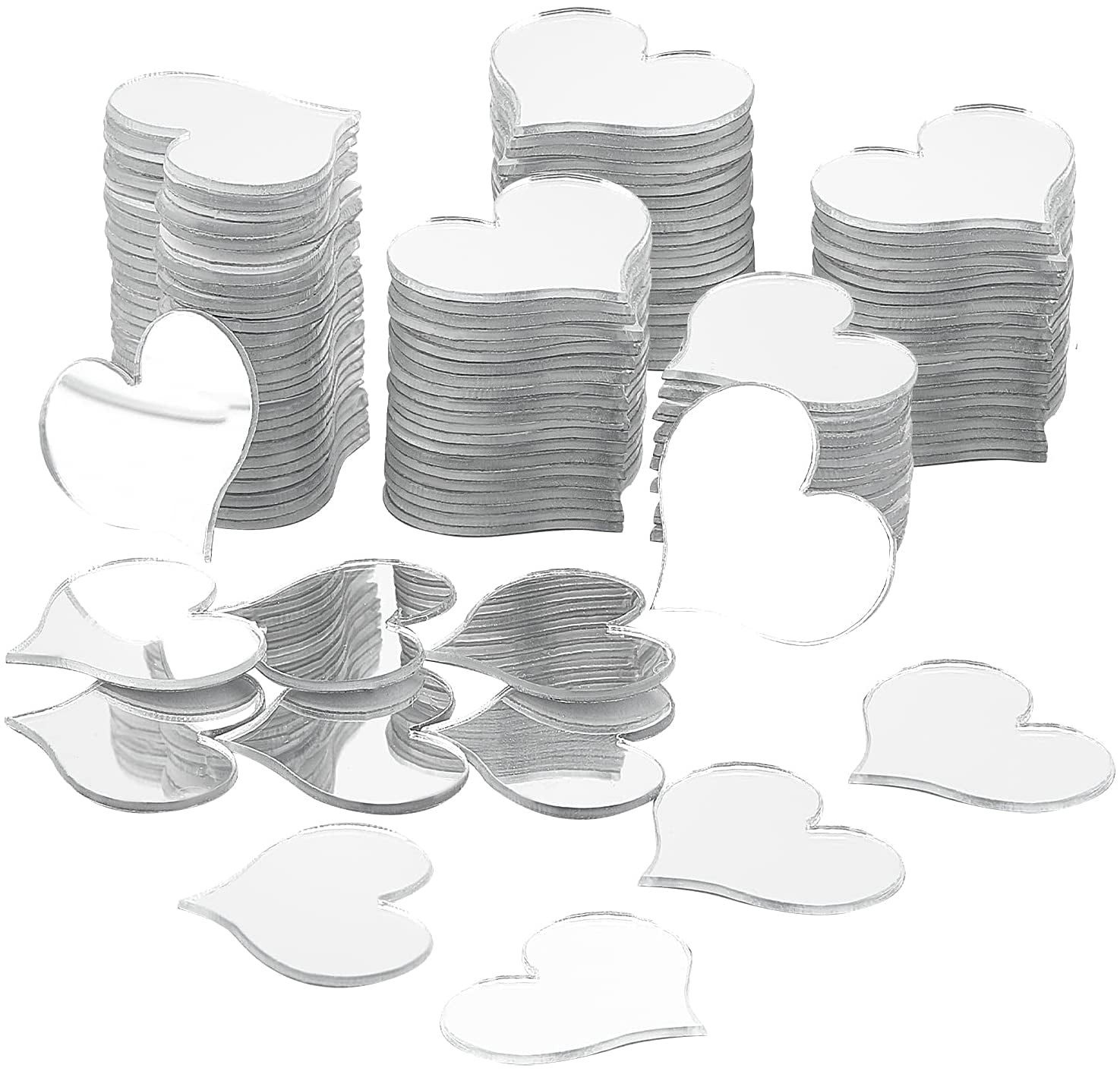 PH Mirror Tiles 200pcs Adhesive Peel/Stick Small Heart Mirror Mosaic ...