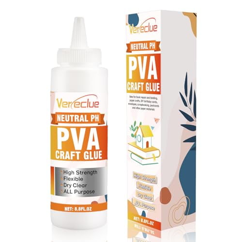 PH Neutral PVA Adhesive 8.8 Oz, Archival Acid-Free Book Binding Glue, Dries Clear and Remains ...