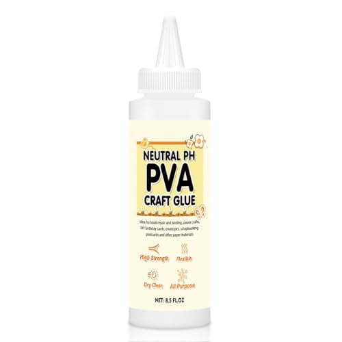 PH Neutral PVA Glue 8.5 Oz, Archival Acid-Free PVA Adhesive, Dries Clear and Remains Flexible ...