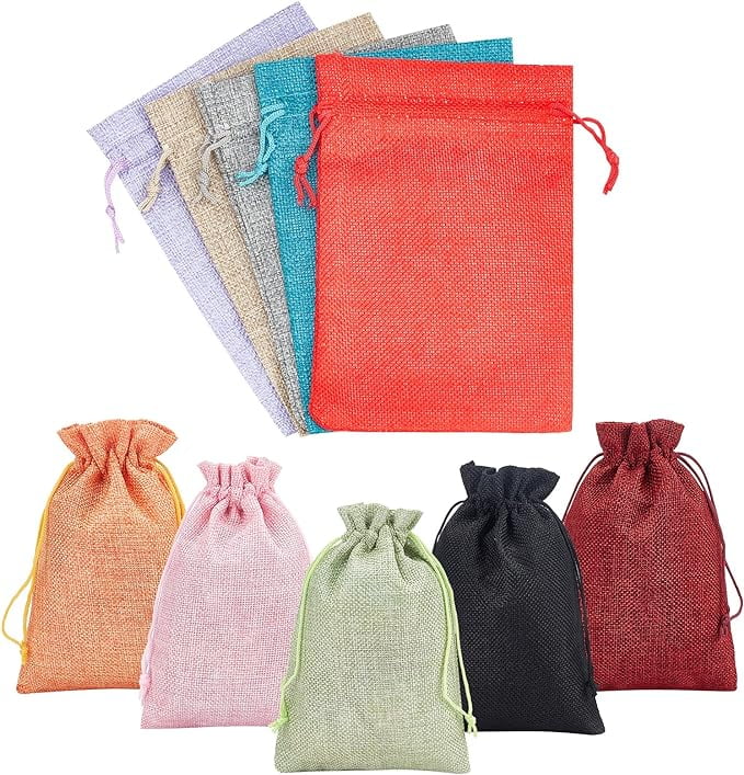 PH PandaHall 10 Color 5x7'' Burlap Bags with Drawstring Advent Calendar ...
