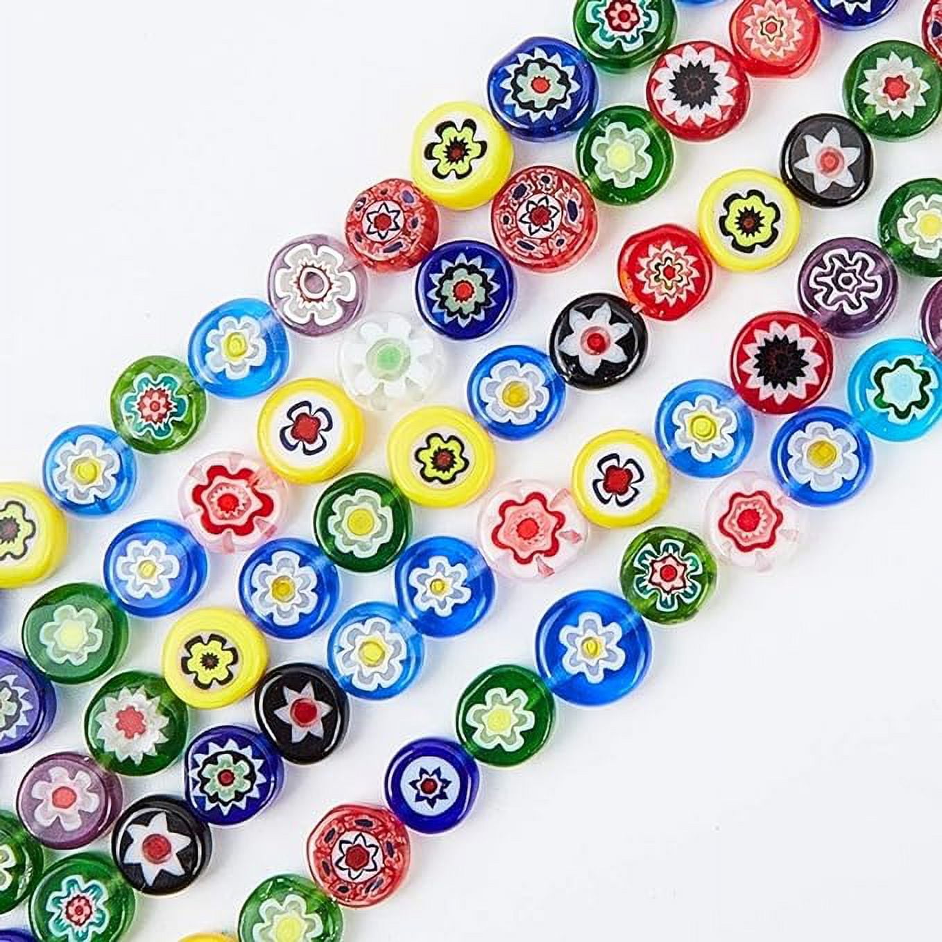 PH PandaHall 260Pcs 8mm Assorted Lampwork Beads Millefiori Lampwork ...
