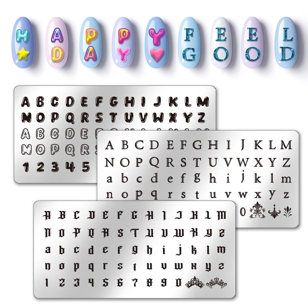 PH PandaHall 3pcs Letter TMA2 Number Nail Stamping Plates, Alphabet ...