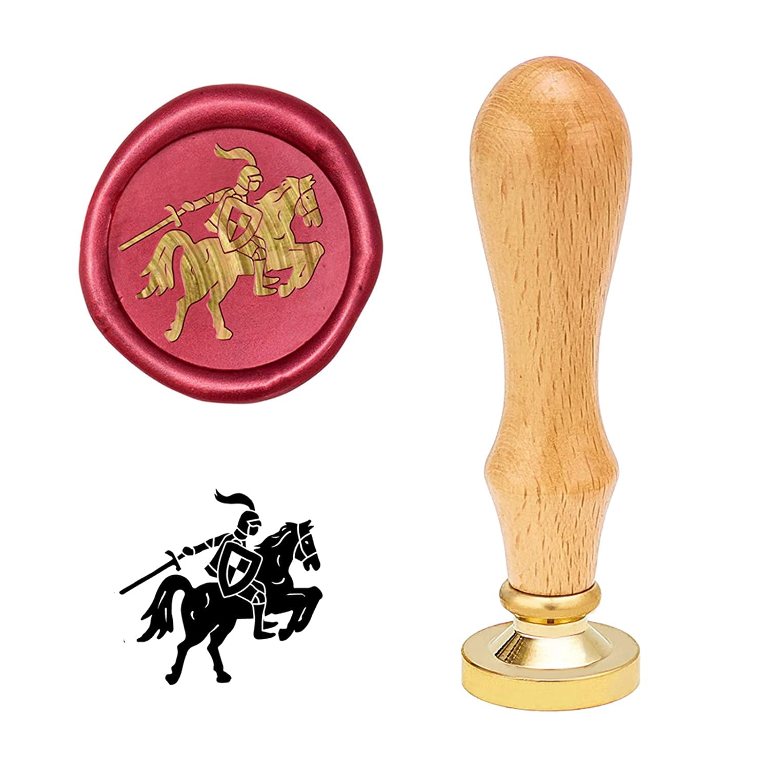 PH Running Knight Wax Seal Stamp Knight Sealing Stamp with Wooden ...
