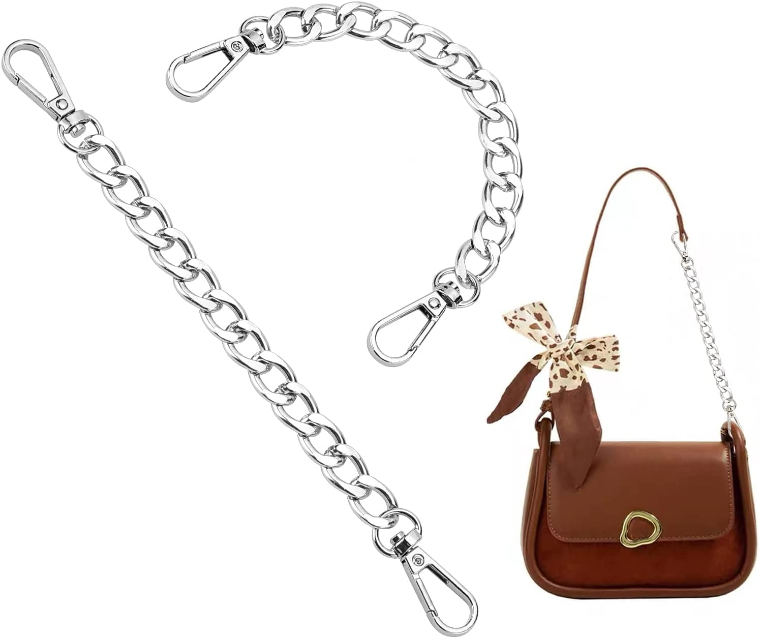 PH Silver Purse Extender Chain 2pcs 8 Inch Aluminum Bag Chain Strap ...