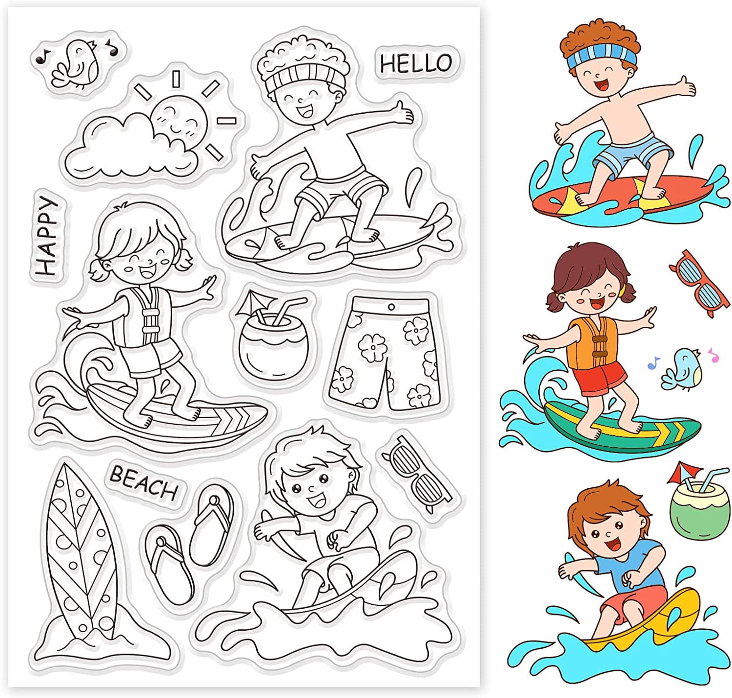 PH Surfing Clear Silicon Stamps Sea Summer Transparent Silicon Stamps ...