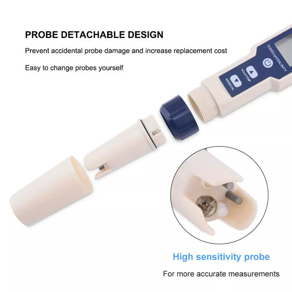 PH/TDS/EC/Salinity/Temperature 5 In 1 Digital Water Quality Meter ...