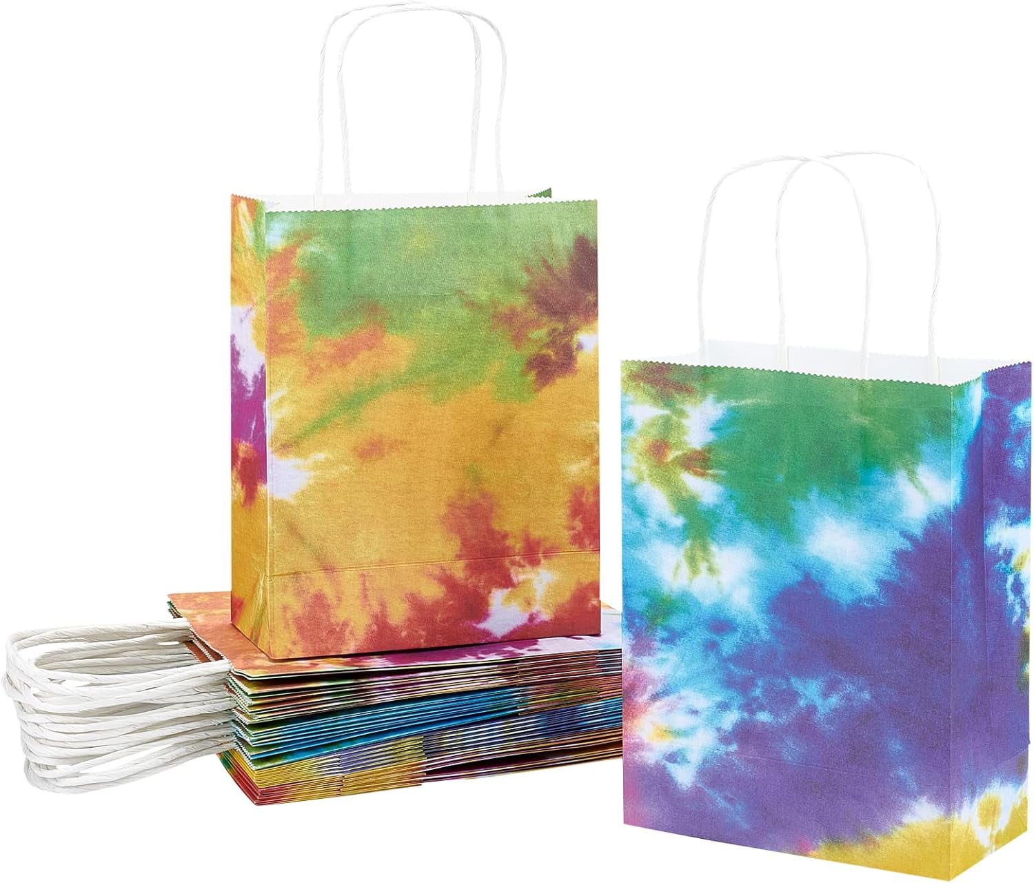 PH Tie Dye Paper Bags 24pcs Retro Gift Bags 8.2x6.2 inch Colorful Party ...