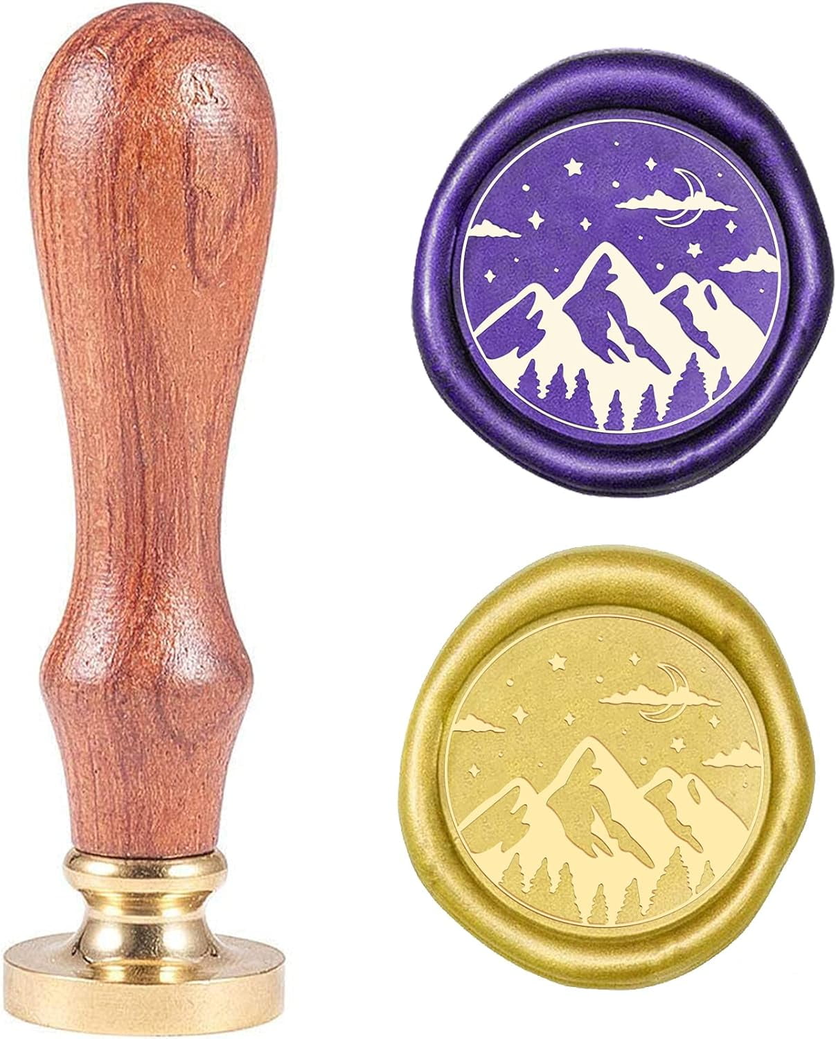 PH Wax Seal Stamp Kit 25mm Mountain Pattern Retro Brass Head Sealing ...
