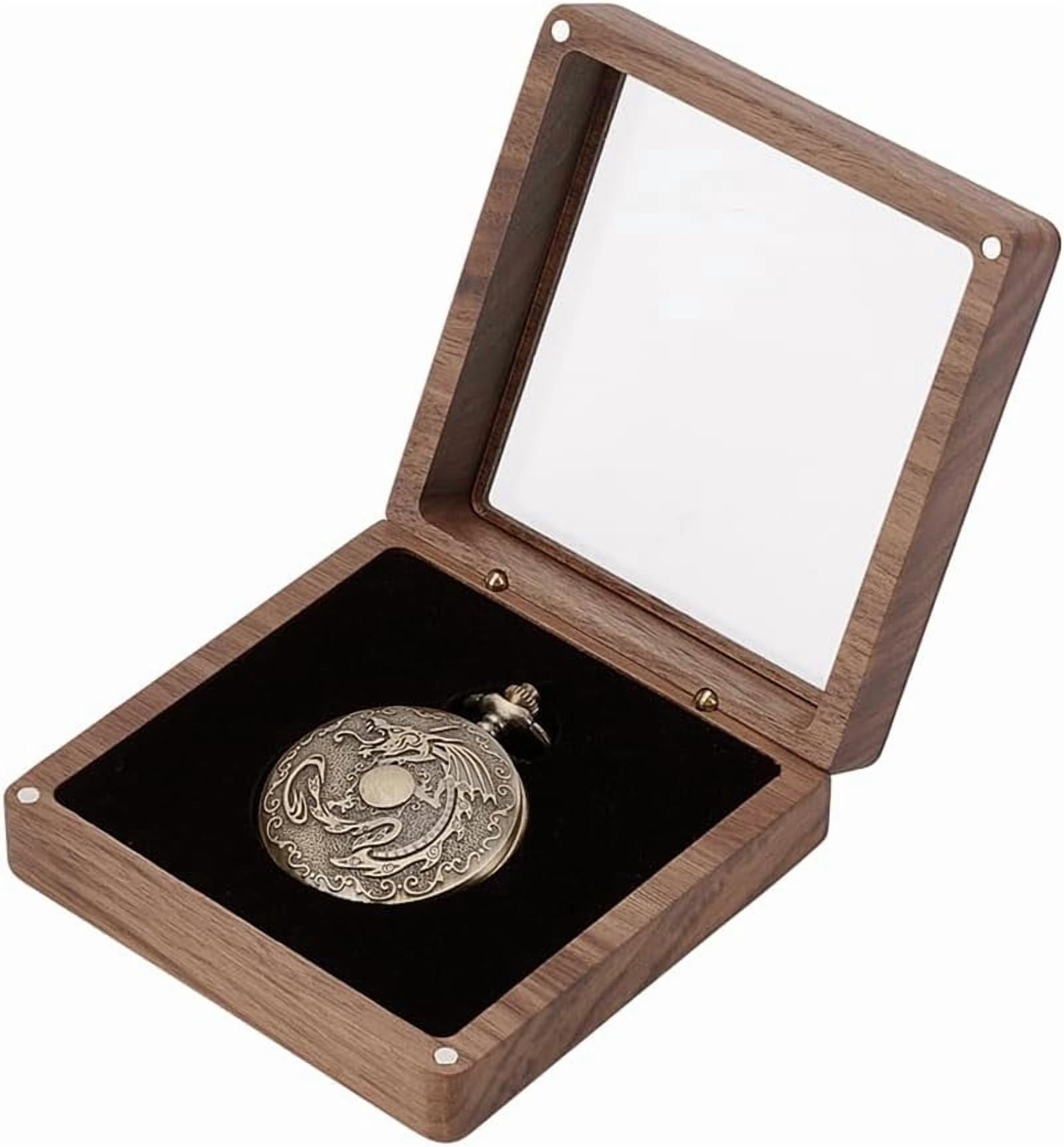 PH Wood Pocket Watch Box Pocket Watch Display Case with Clear Acrylic ...