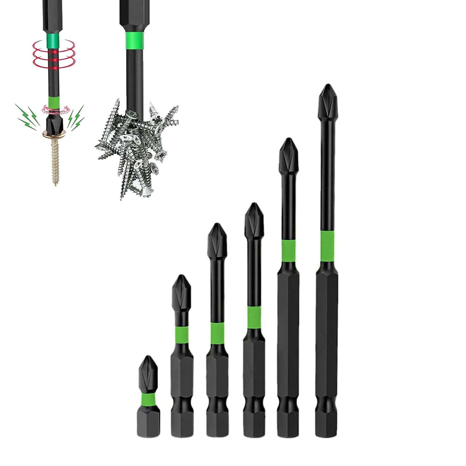 PH2 Magnetic Screwdriver Bit Set,Magnetic Anti Slip Screwdriver Bits Set,1/4 inch Hex Shank ...