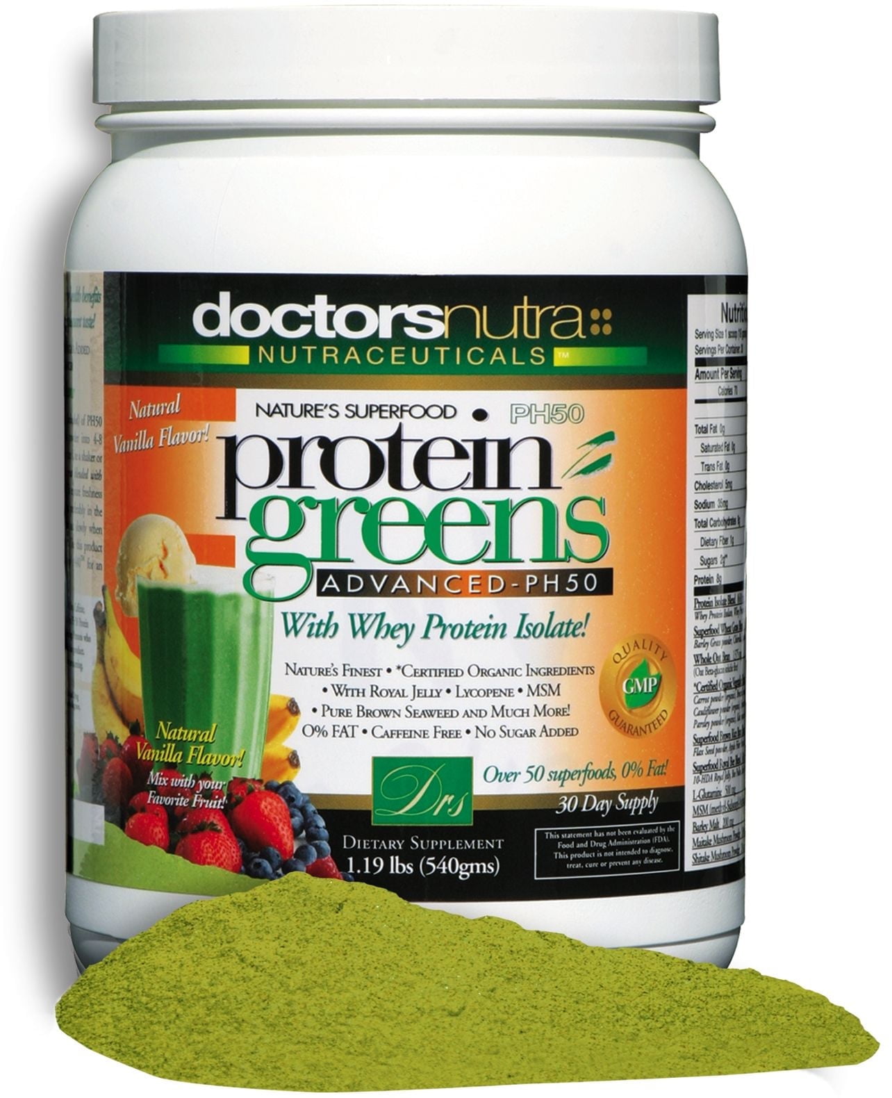 Doctors Nutra Natural Vanilla Protein Greens Drink with Over 50 Organic ...