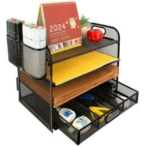 mDesign Plastic Square Desk Organizer for Office Desktop Drawers - 3 ...