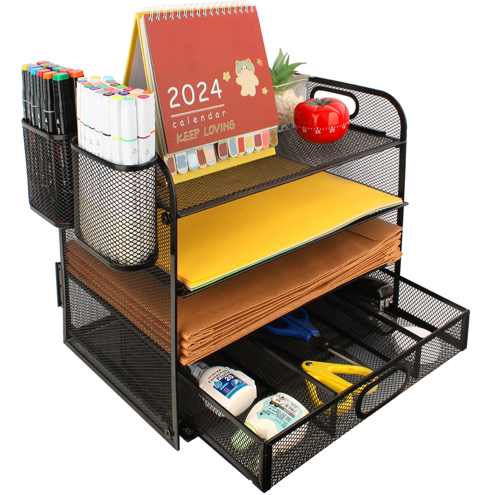 Mintra Office Plastic Desk Organizers 2pk (Charcoal, Magazine File ...