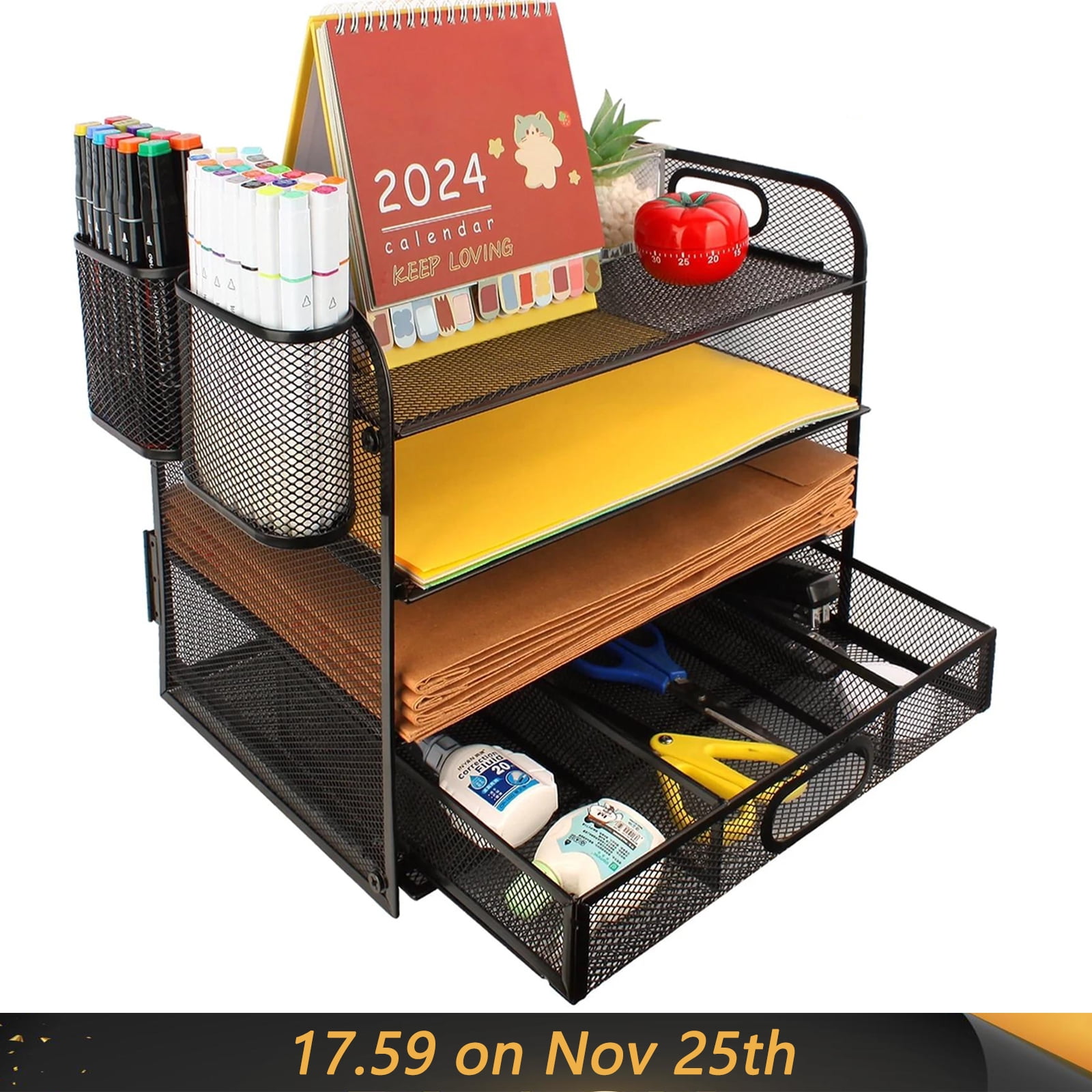 PHANCIR 4-Tier Desk Organizer, New Office Supplies, Metal Desktop File ...