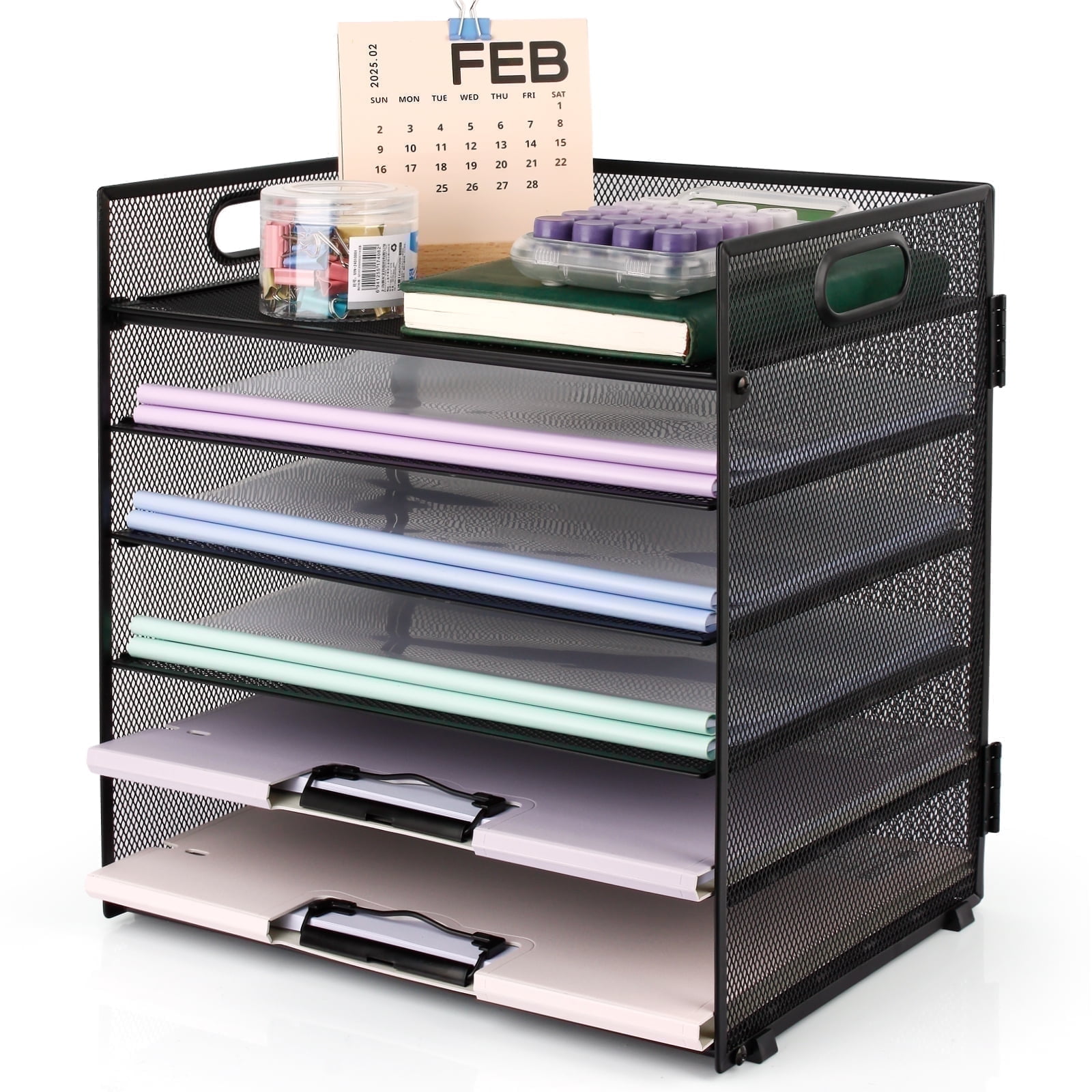 PHANCIR 6-Tier Desk Organizer Paper Storage Box ,Stationery Tray with ...