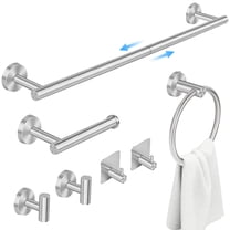 5 Piece Bathroom Hardware Accessories - Brushed Nickel, 24Inch Towel ...