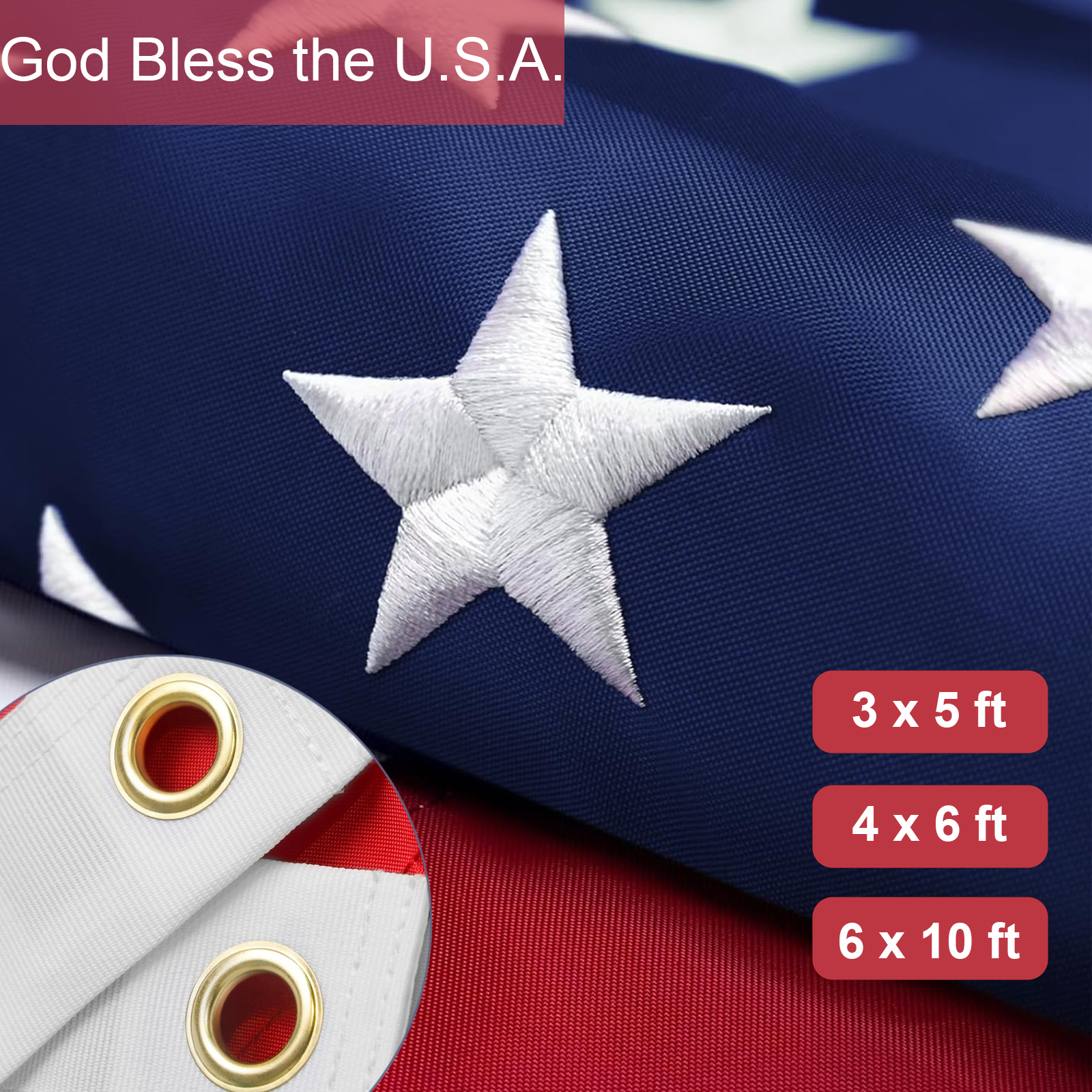 Advantus All-Weather Outdoor U.S. Flag, Heavyweight Nylon, 3 ft x 5 ft ...