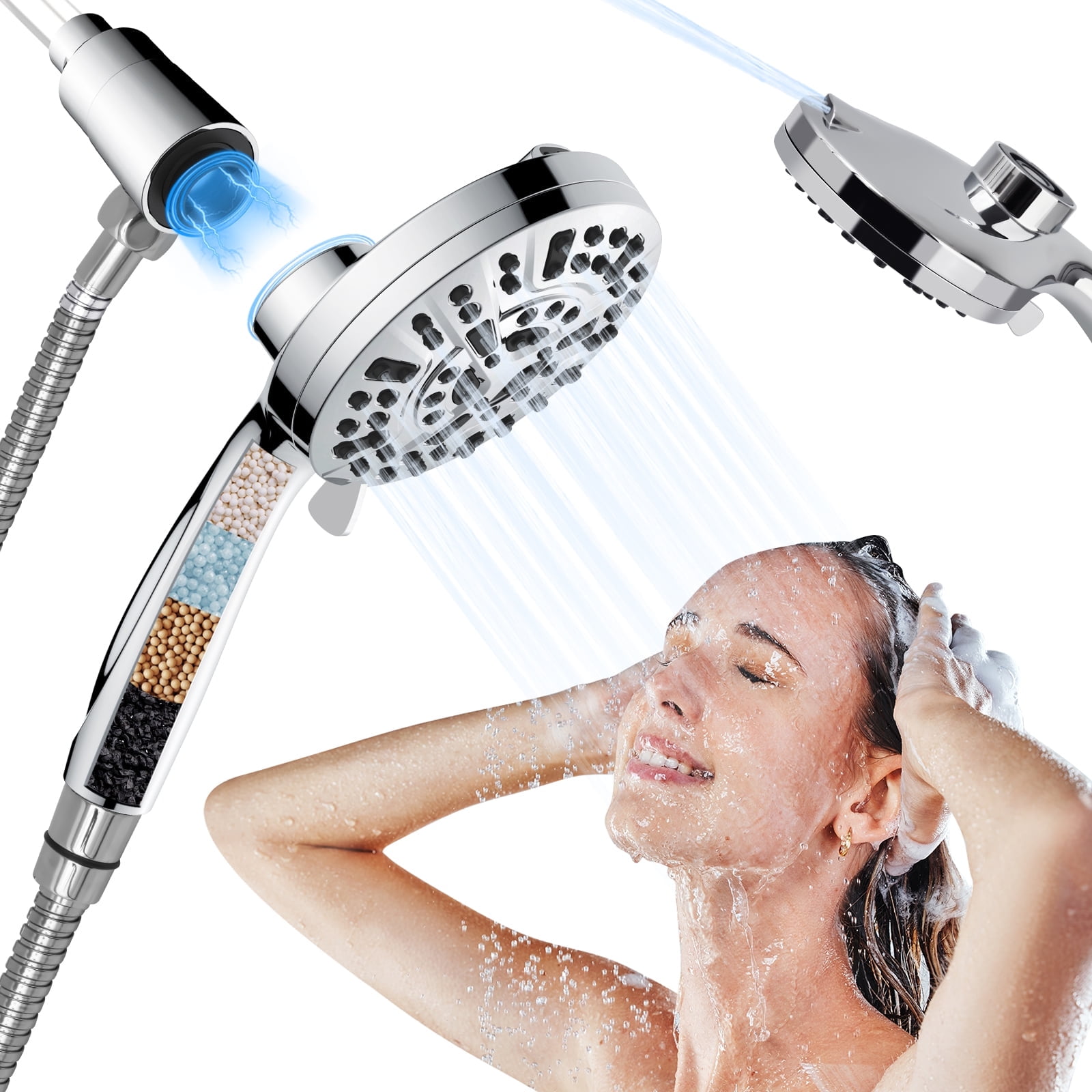 PHANCIR Magnetic Handheld Showerhead with 10 Spray Modes, 5" Large Anti ...