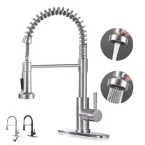 Brushed Pull Out Kitchen Faucet - Single Handle High Arc Stainless ...