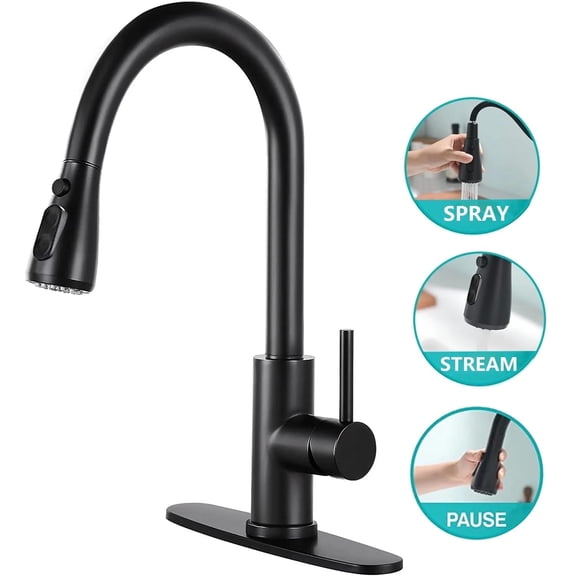 Brushed Nickel Single Handle High Arc Kitchen Faucet with Pull Down ...