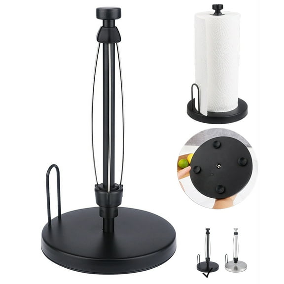 Paper Towel Holder, Wood Base Paper Towel Stand, Iron Stand Paper Towel ...
