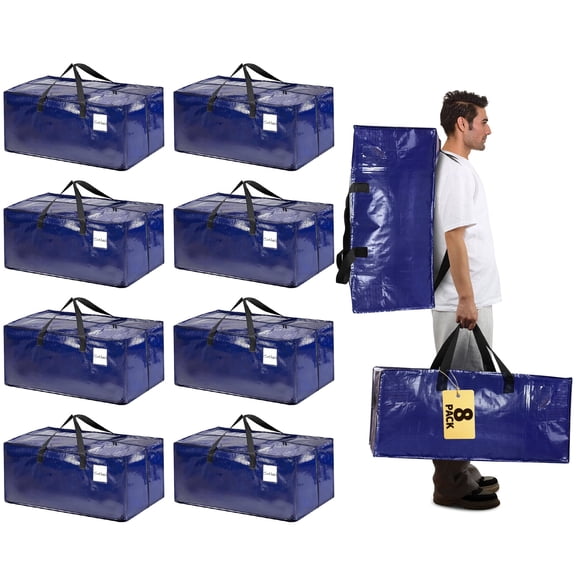 12 Pack Heavy Duty Large Moving Bags with Backpack Straps - Strong ...