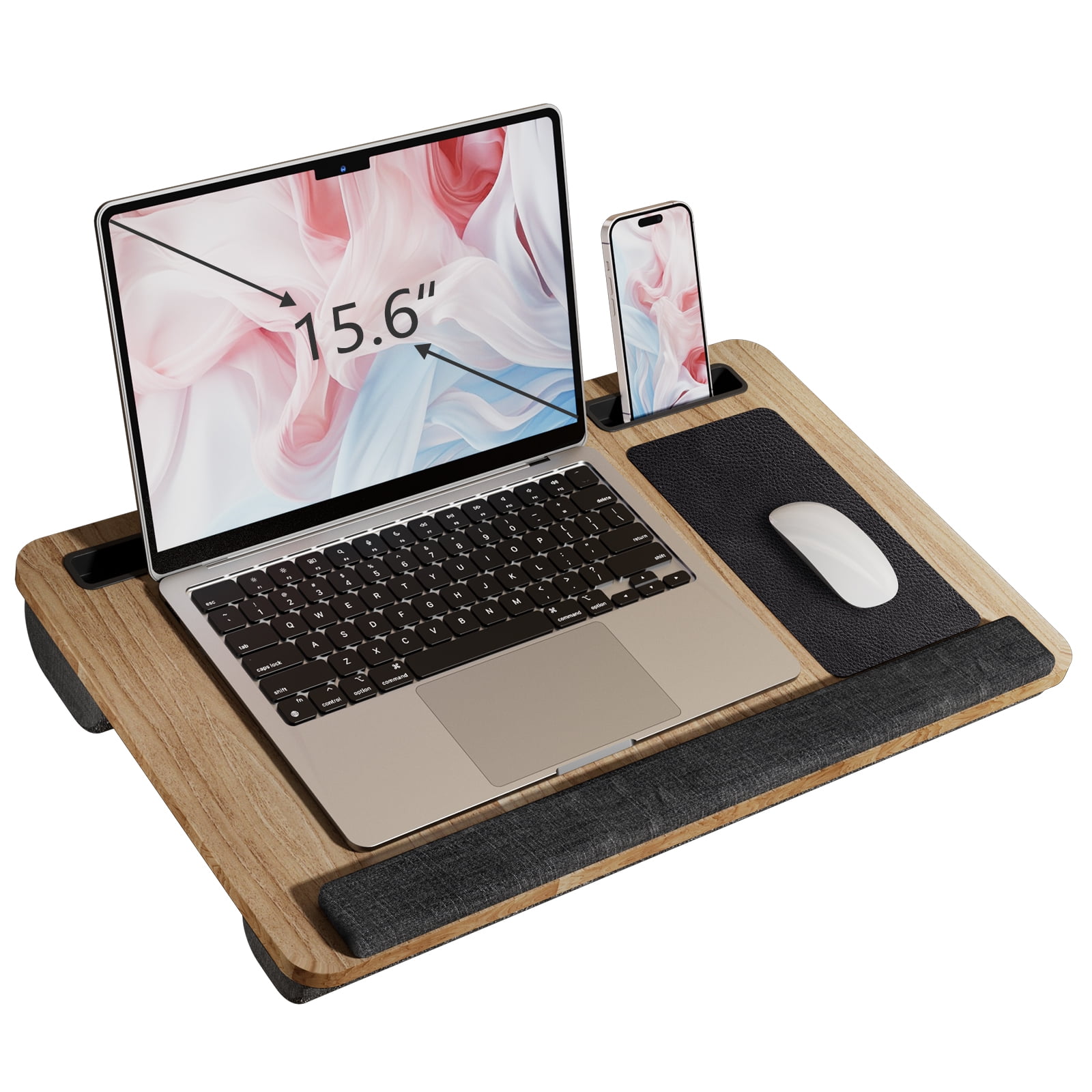 PHANCIR Portable Lap Desk for Laptop, Wood Lapdesk Bed Table with ...