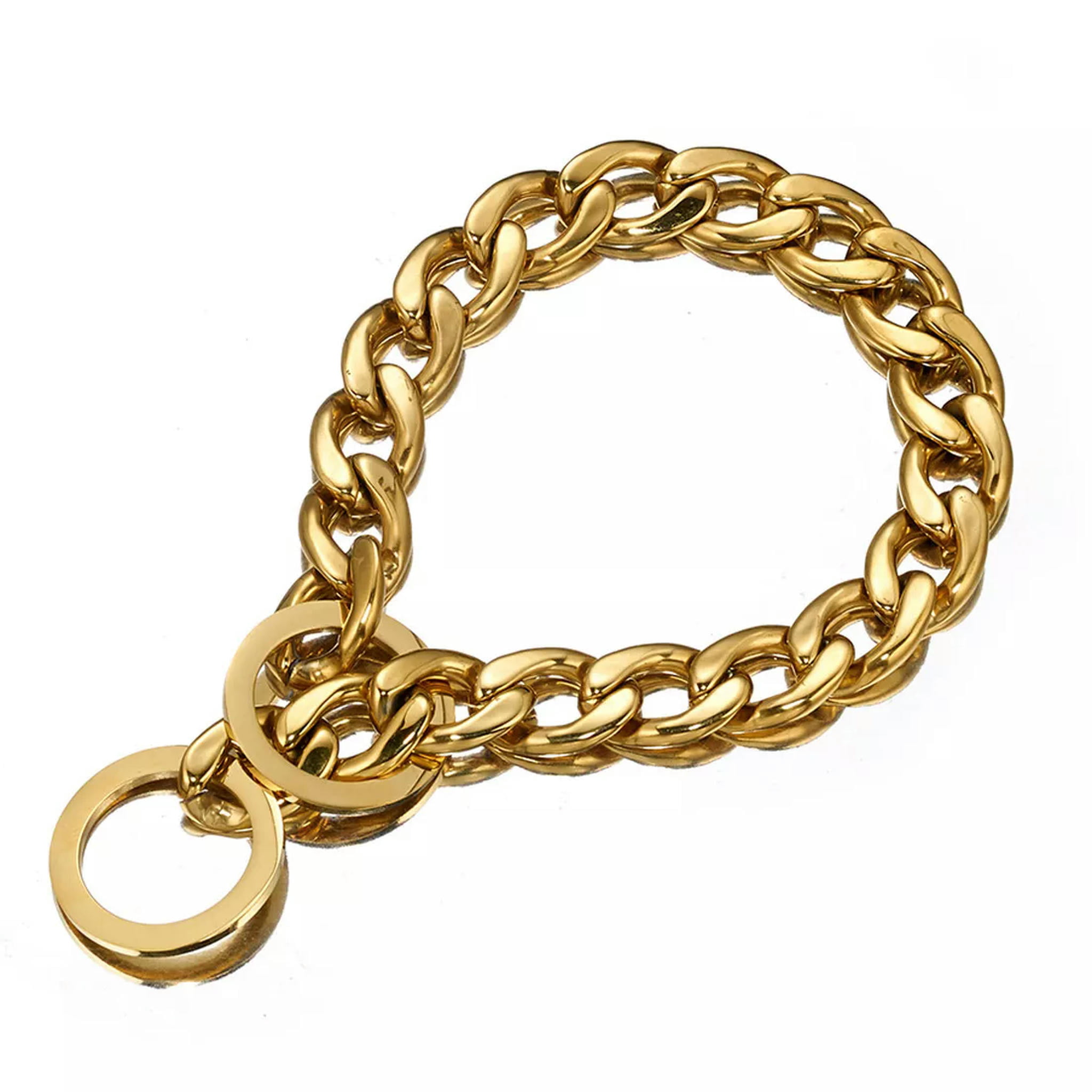 PHANTASMAGORIQUE Strong 15mm 18K Gold 316L Stainless Steel Dog Chain ...