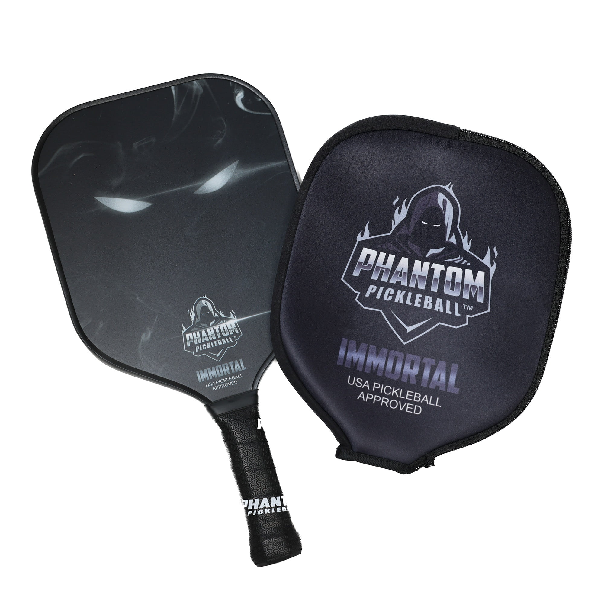 PHANTOM IMMORTAL (GRAY) 16MM T800 CARBON FIBER PICKLEBALL PRO PADDLE ...