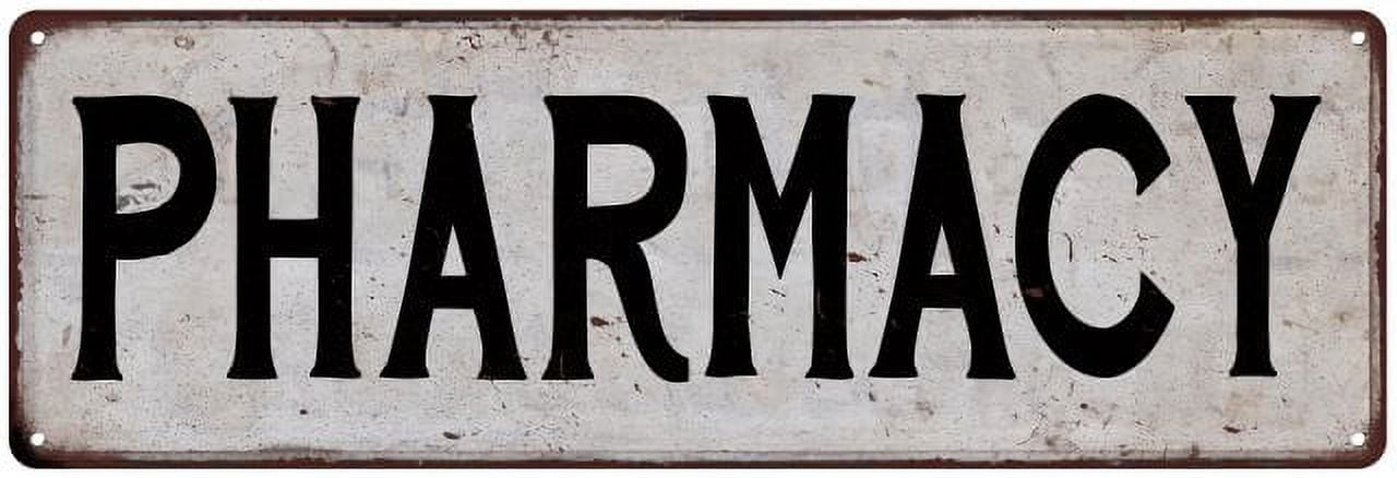 PHARMACY Vintage Look Rustic Metal City State Sign 6 x 18 High Gloss ...
