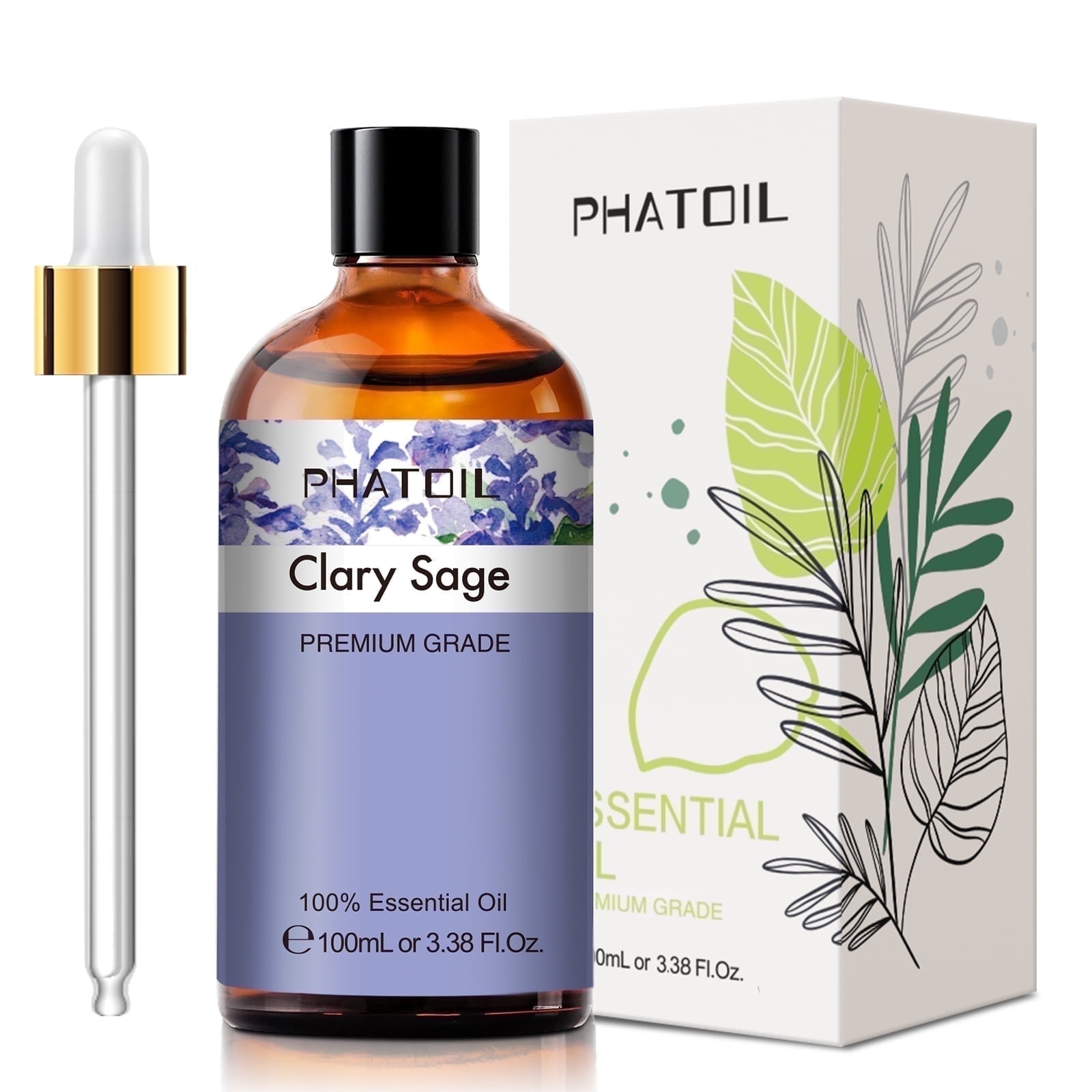 PHATOIL Clary Sage Essential Oils for Diffuser, Hair Care, Face, Skin ...