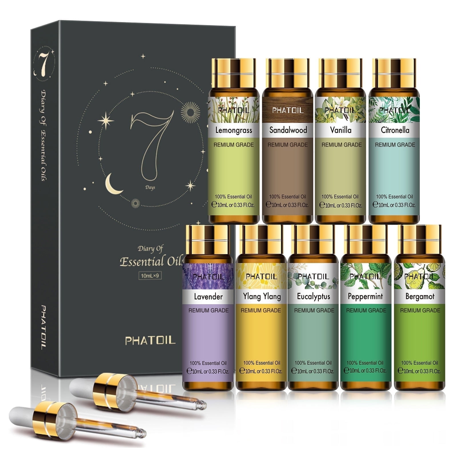 Phatoil 9 Pack Essential Oils Set Aromatherapy Oils Gift Set For Home ...