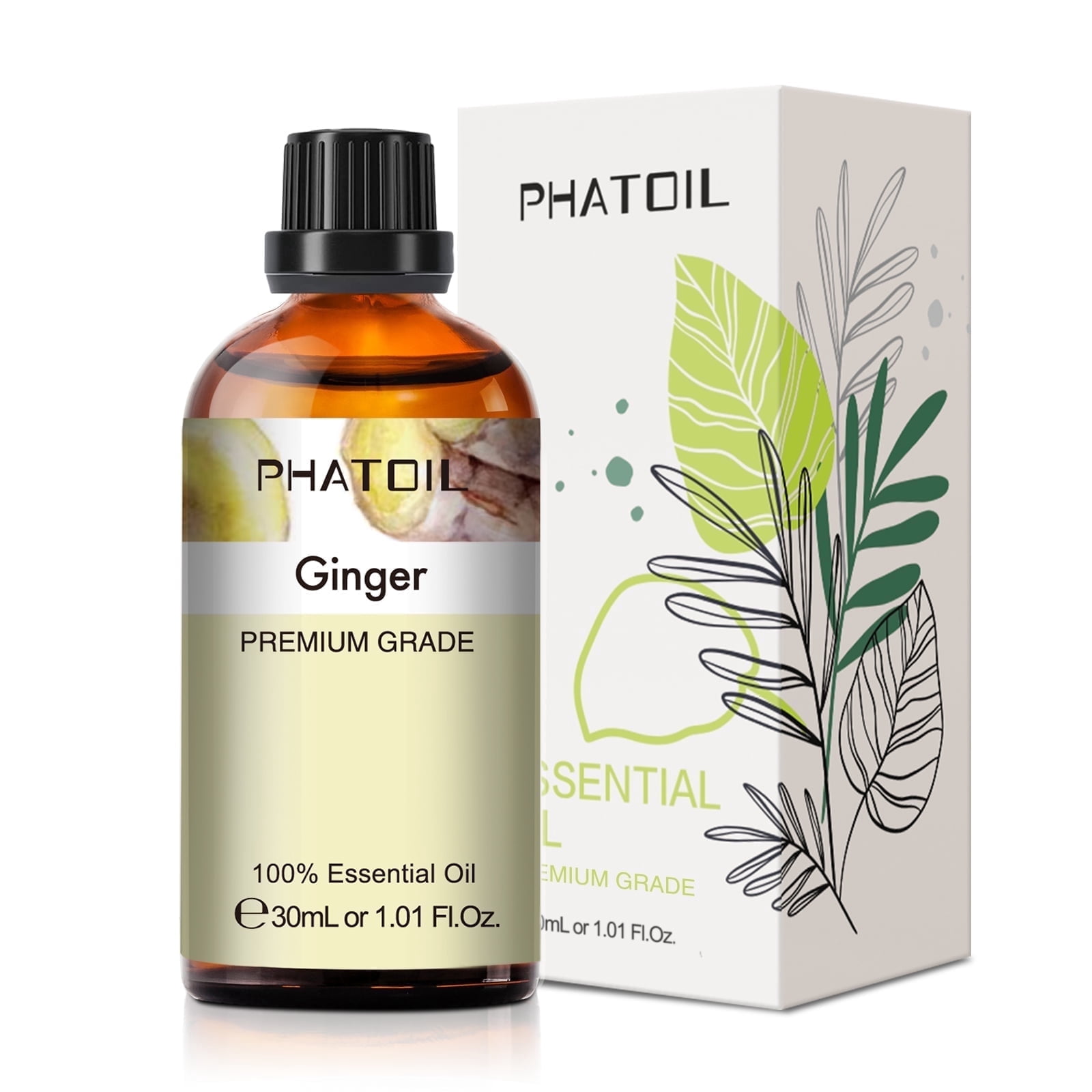 PHATOIL Ginger Essential Oil, 100% Pure and Natural Ginger Massage Oil ...