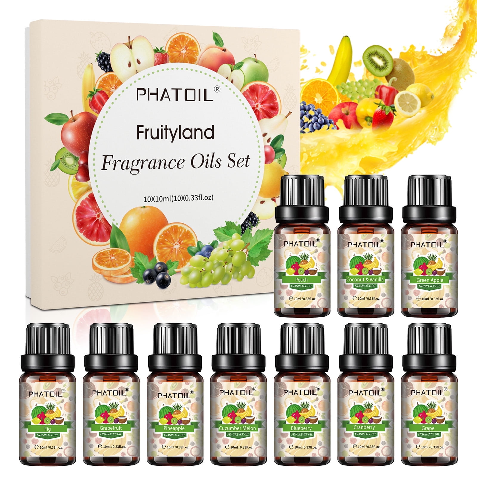 PHATOIL Set of 10 Premium Fragrance Oils - for Candle, Soap Making 10ml ...