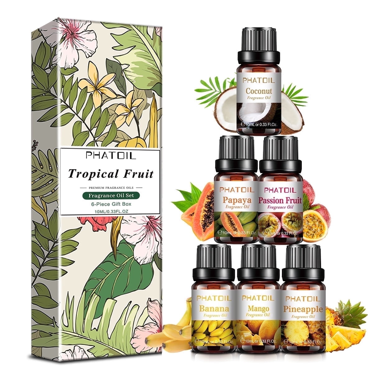 PHATOIL Fruity Fragrance Oil for Soap Making, Essential Oils Set, 5ml x 6 - Coconut, Mango ...