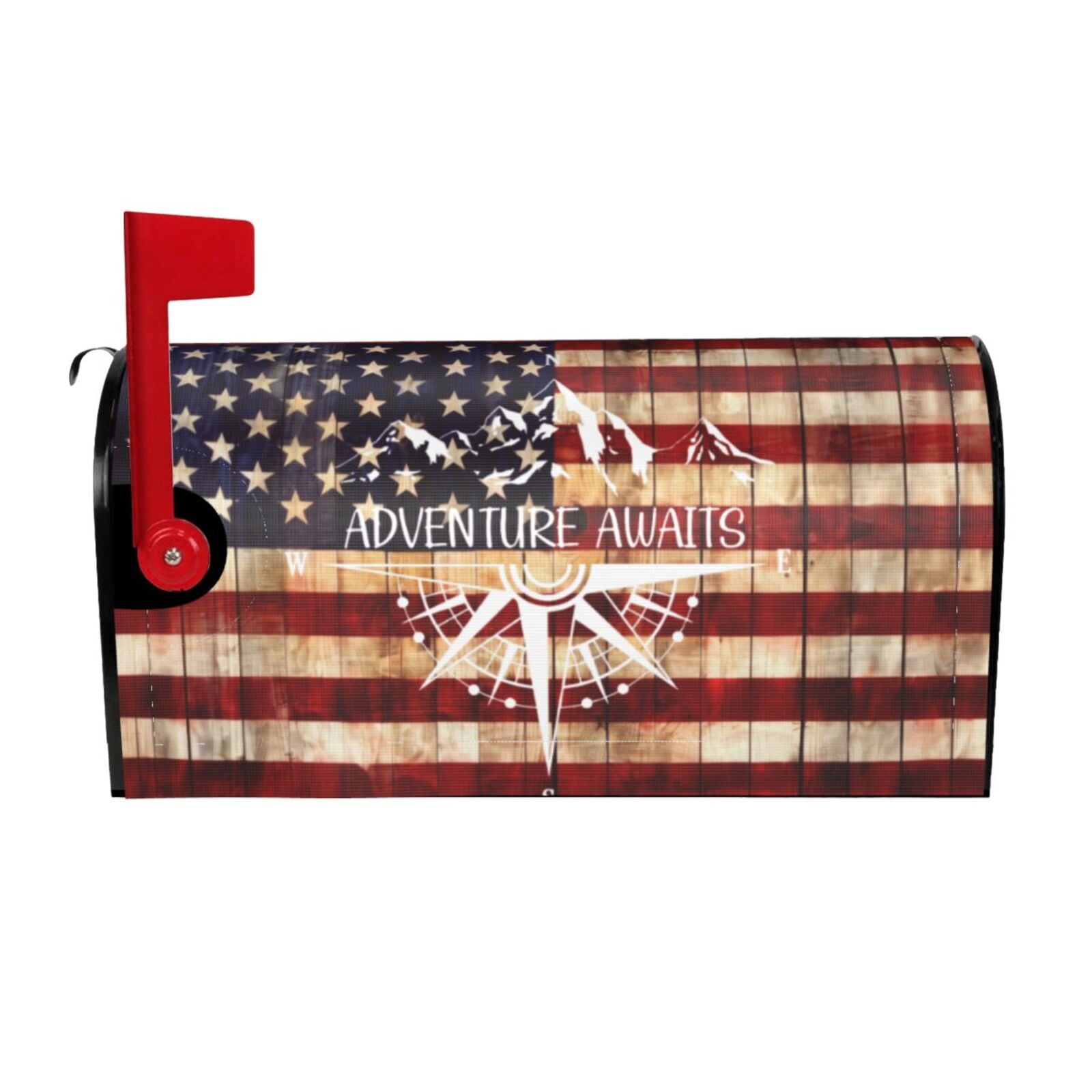 PHELIKA American Flag Painted Wood Wall Adventure Awaits Mountain ...