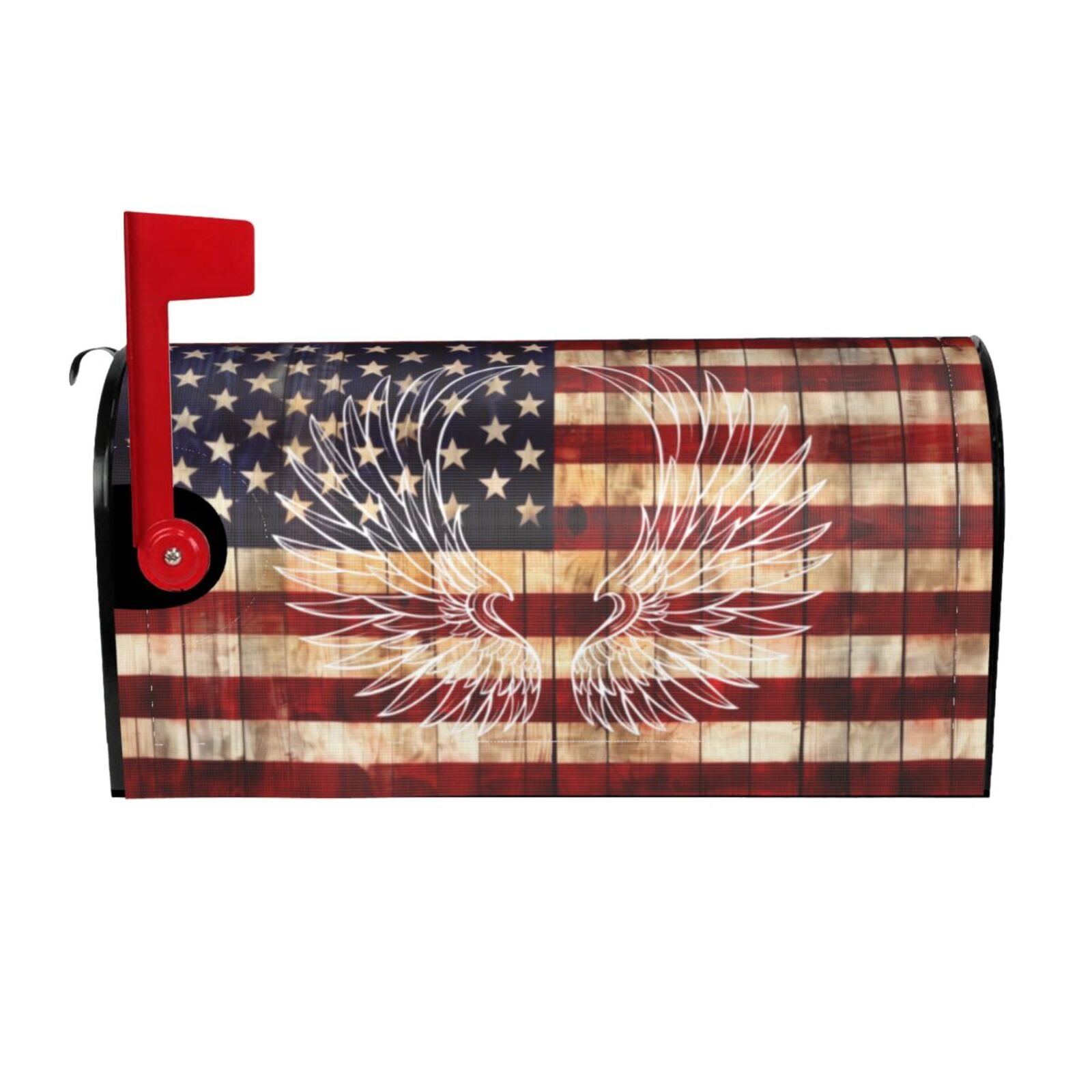 PHELIKA American Flag Painted Wood Wall Angel Wings Magnetic Mailbox ...