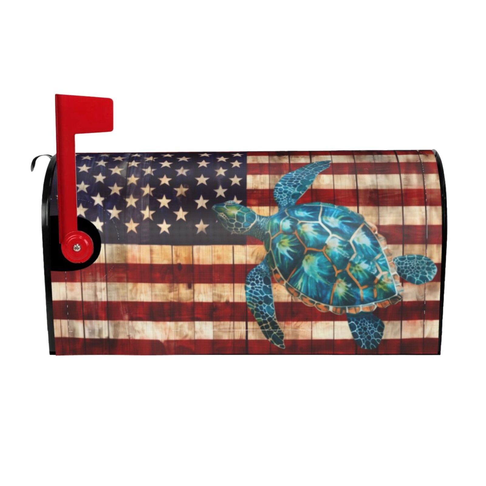 PHELIKA American Flag Painted Wood Wall Blue Sea Turtle Magnetic ...