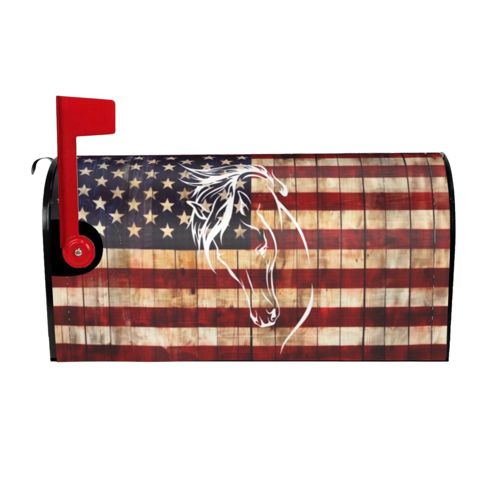 PHELIKA American Flag Painted Wood Wall Horse Head Magnetic Mailbox ...