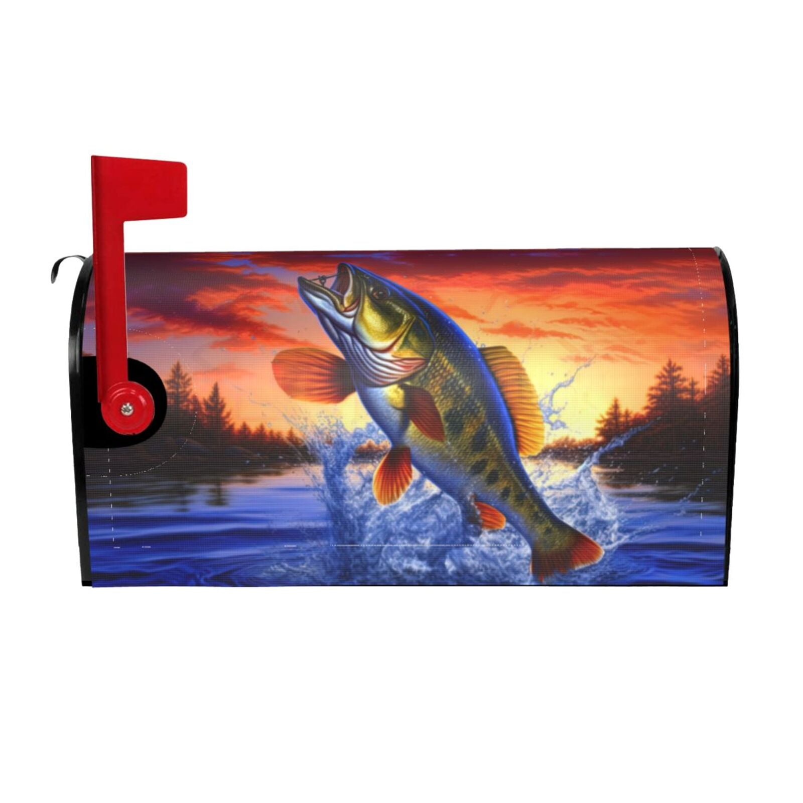PHELIKA Bass Fish Jumping 01 Magnetic Mailbox Covers Standard Size 25.5 ...