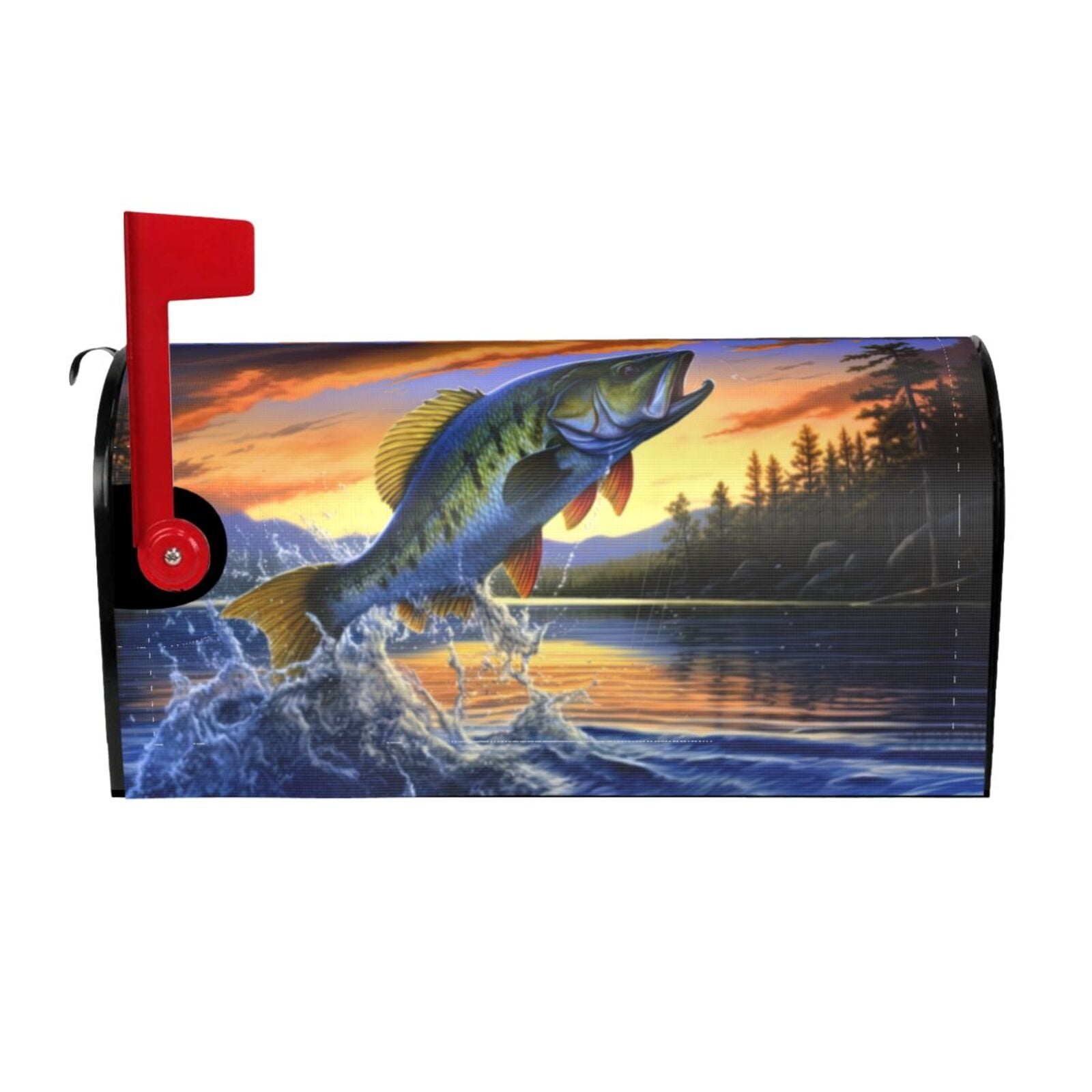PHELIKA Bass Fish Jumping 02 Magnetic Mailbox Covers Standard Size 21"H ...