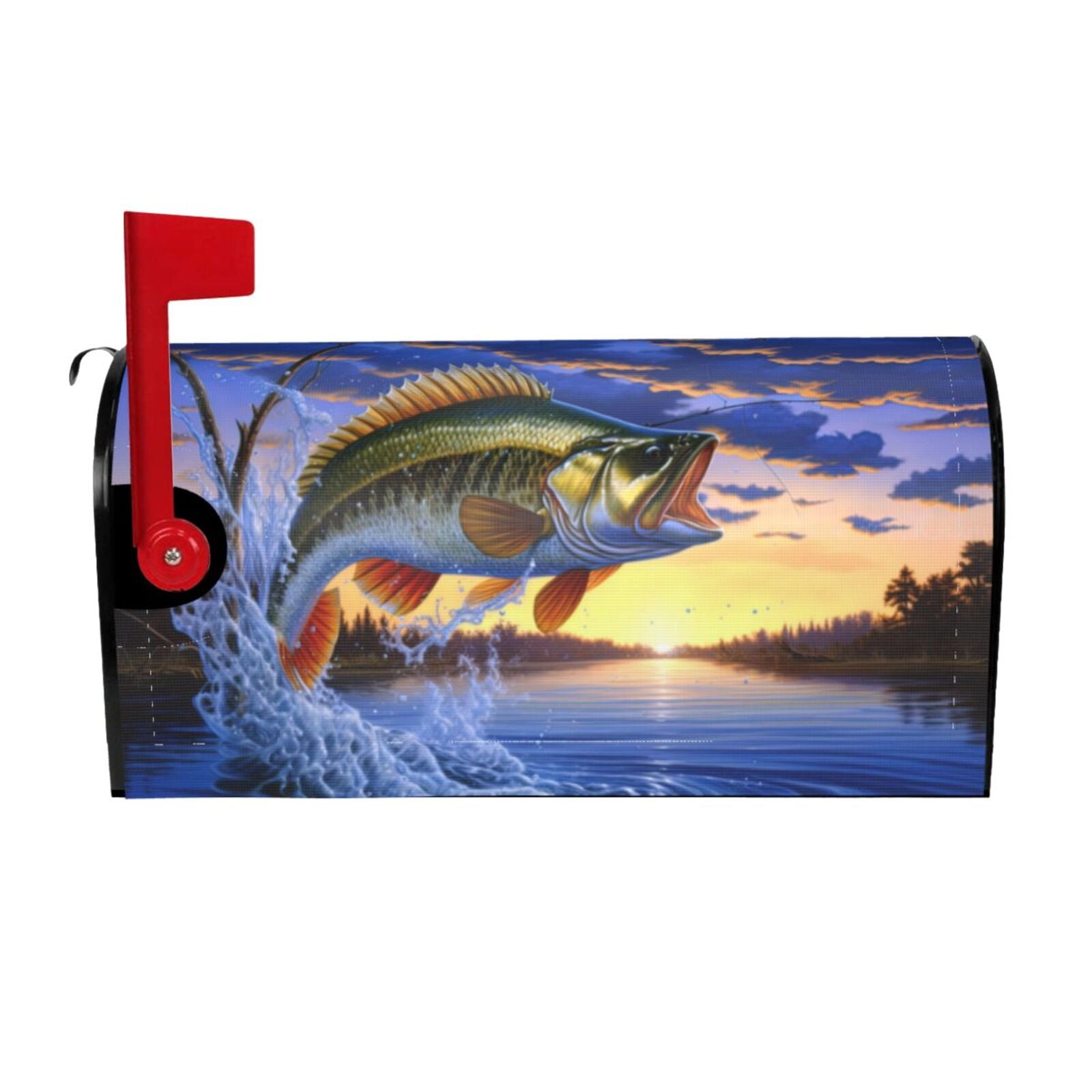 PHELIKA Bass Fish Jumping 03 Magnetic Mailbox Covers Standard Size 21"H ...