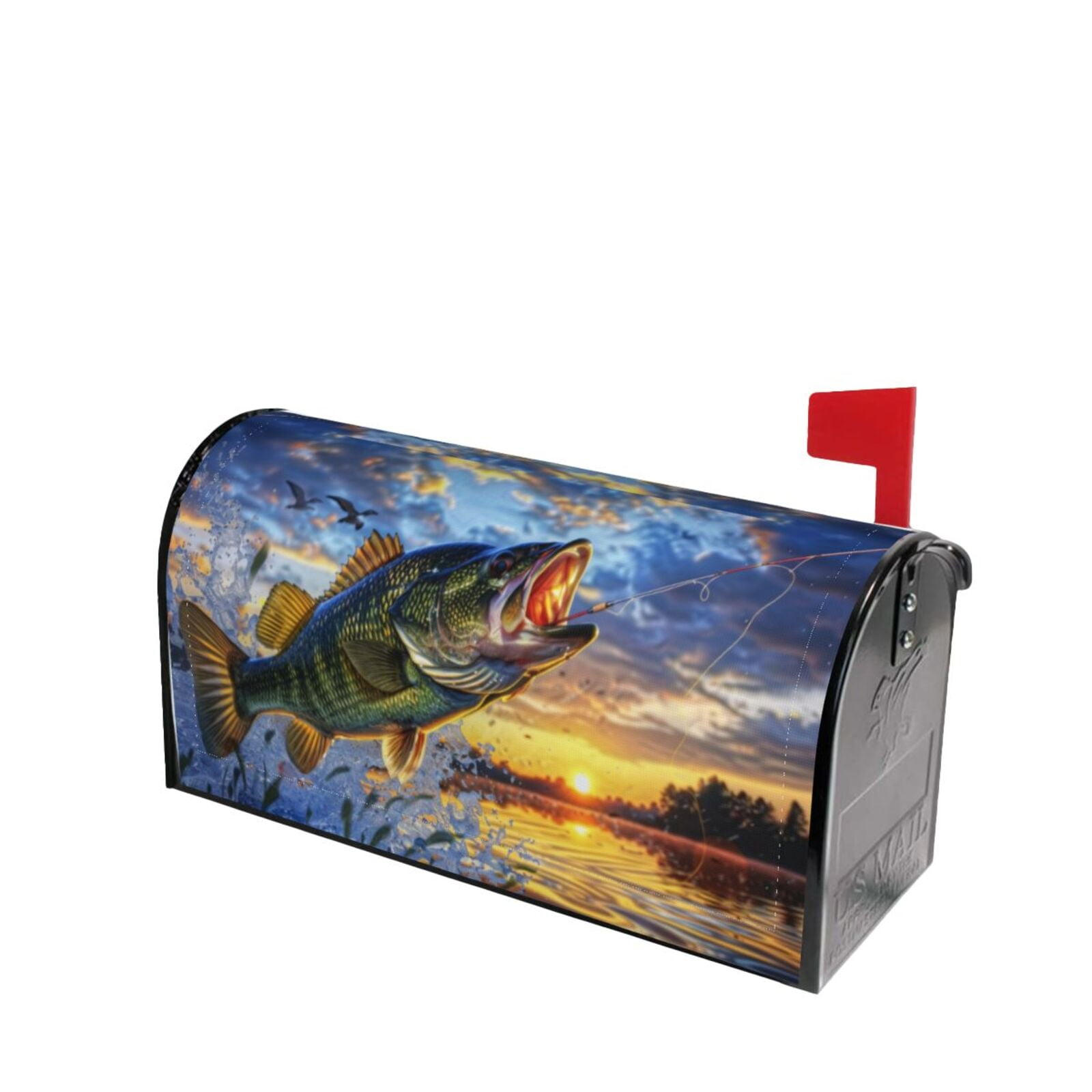 PHELIKA Bass Fish Jumping 07 Magnetic Mailbox Covers Standard Size 21"H ...