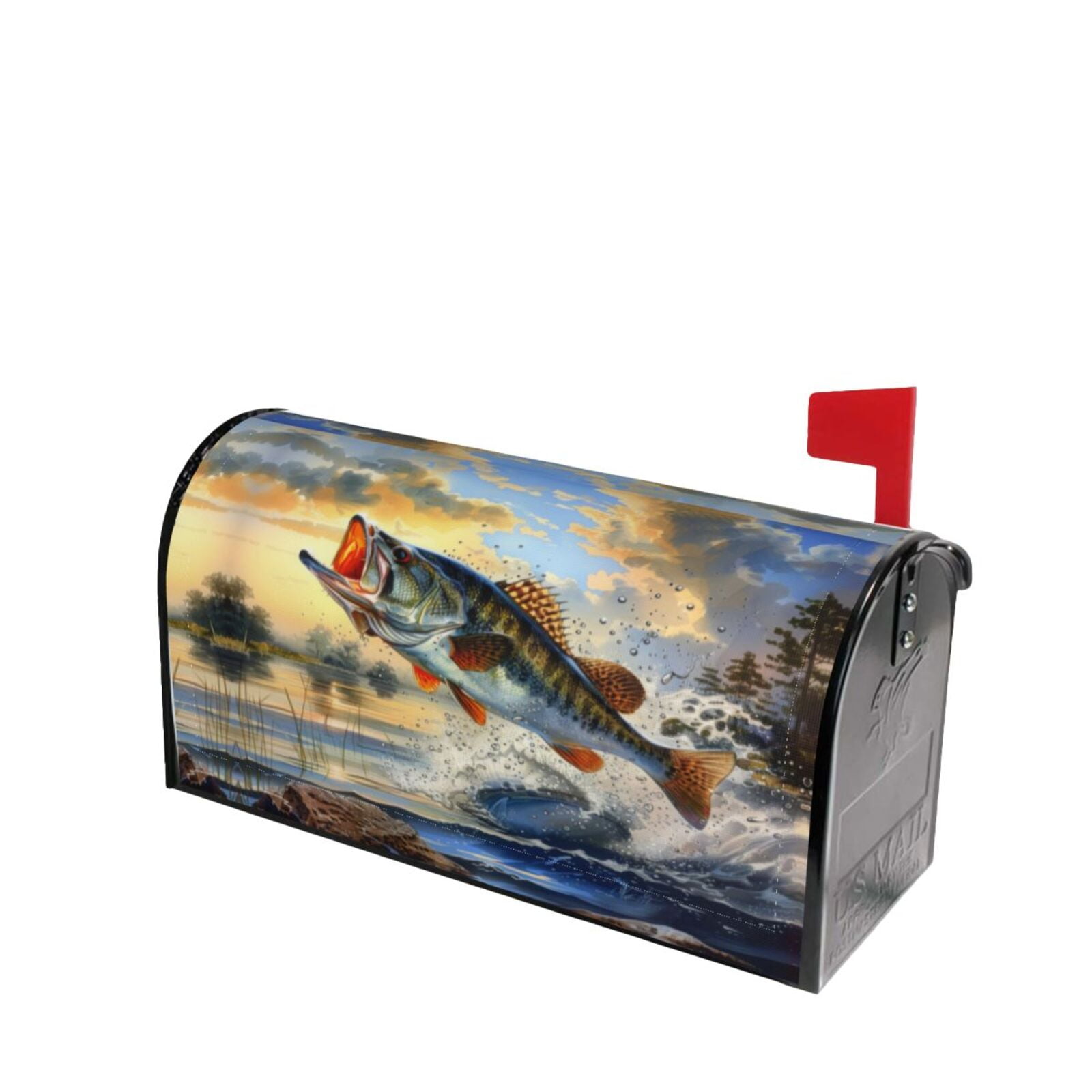 PHELIKA Bass Fish Jumping 09 Magnetic Mailbox Covers Standard Size 21"H ...