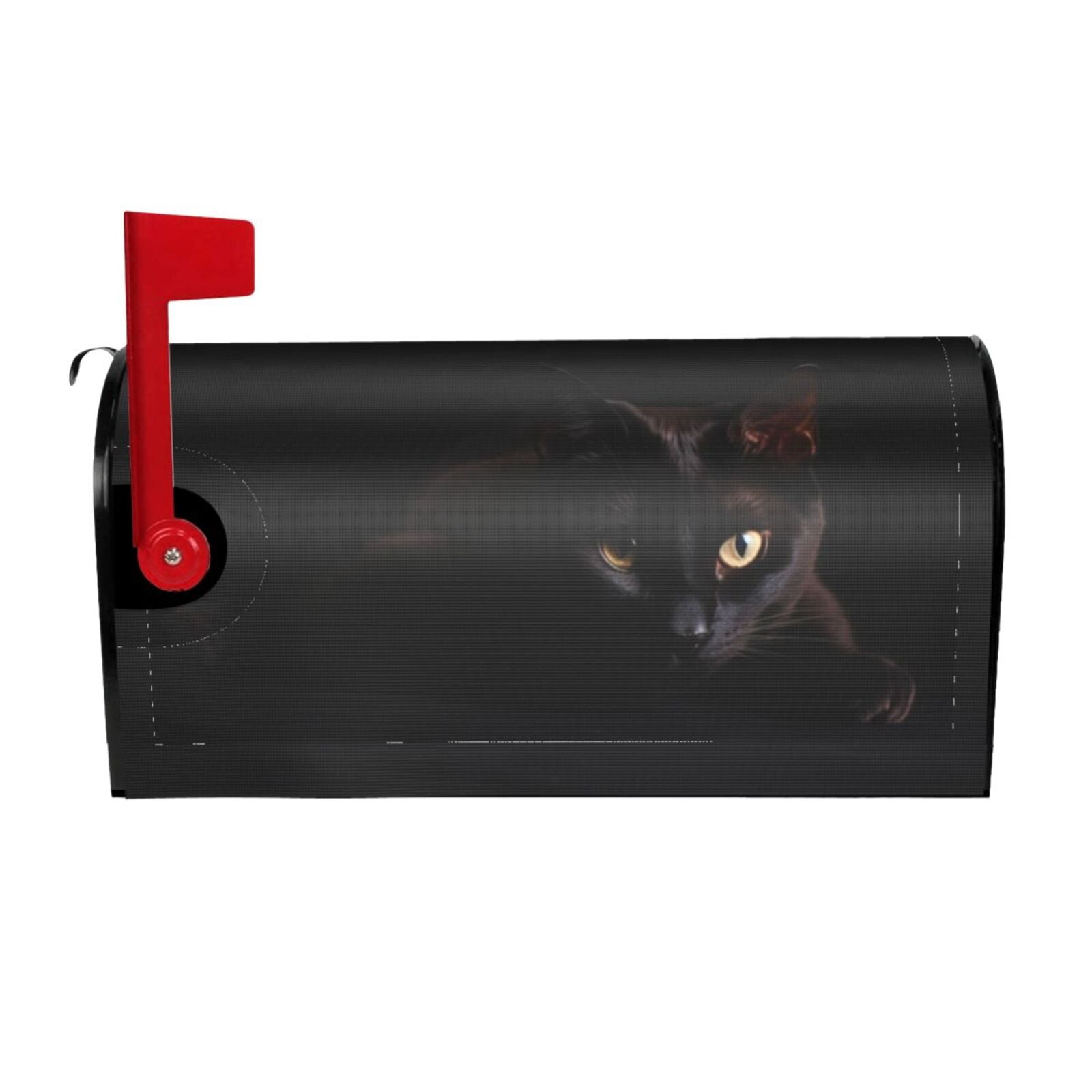 PHELIKA Black Cat Resting 01 Mailbox Covers Magnetic Mailbox Wraps Post ...