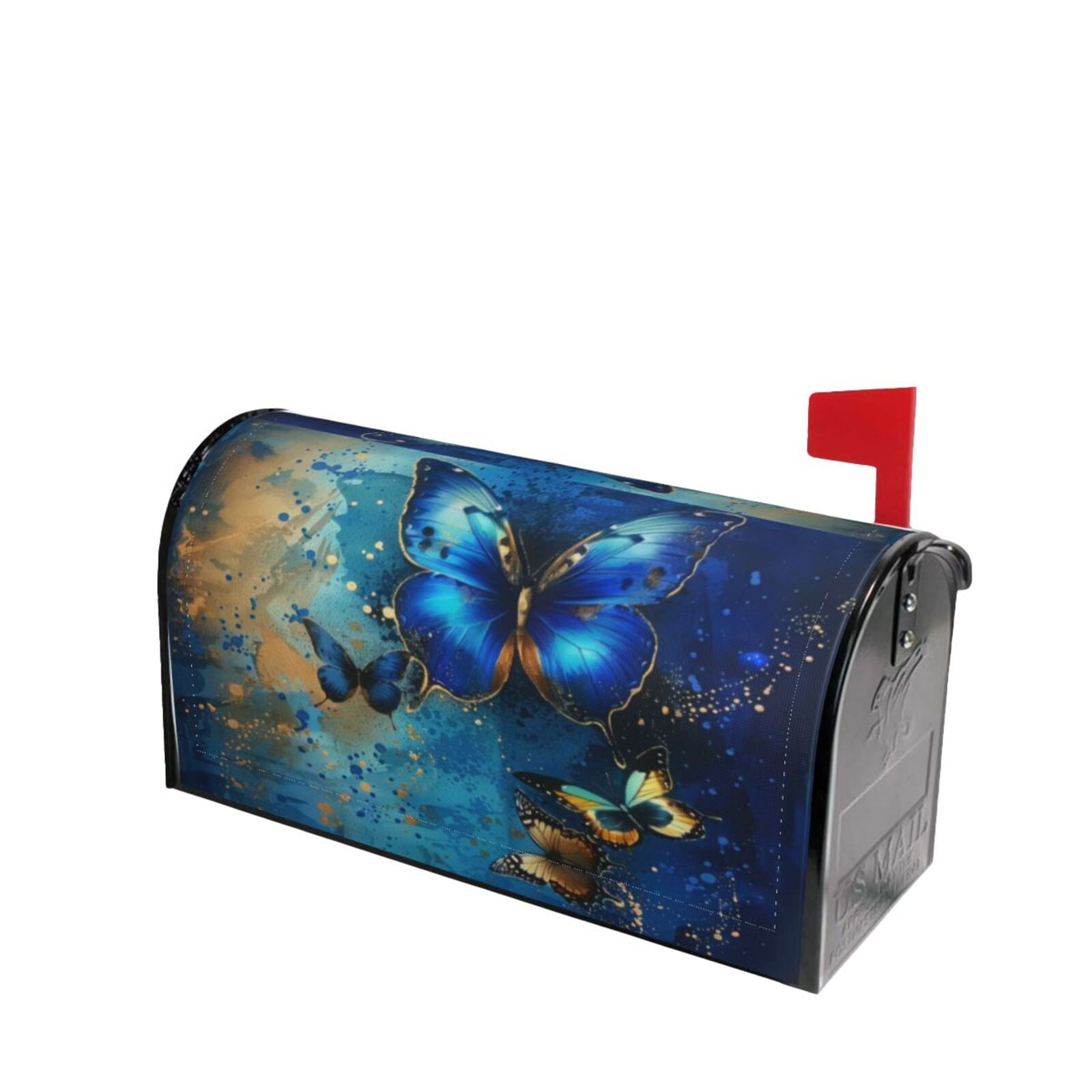 PHELIKA Blue Butterfly 03 Magnetic Mailbox Covers Post Letter Box Cover ...